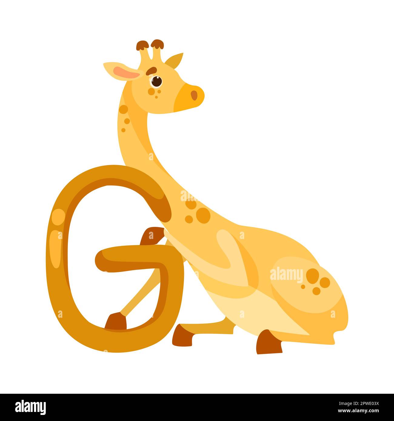Giraffe character with alphabet letter g vector illustration Stock ...