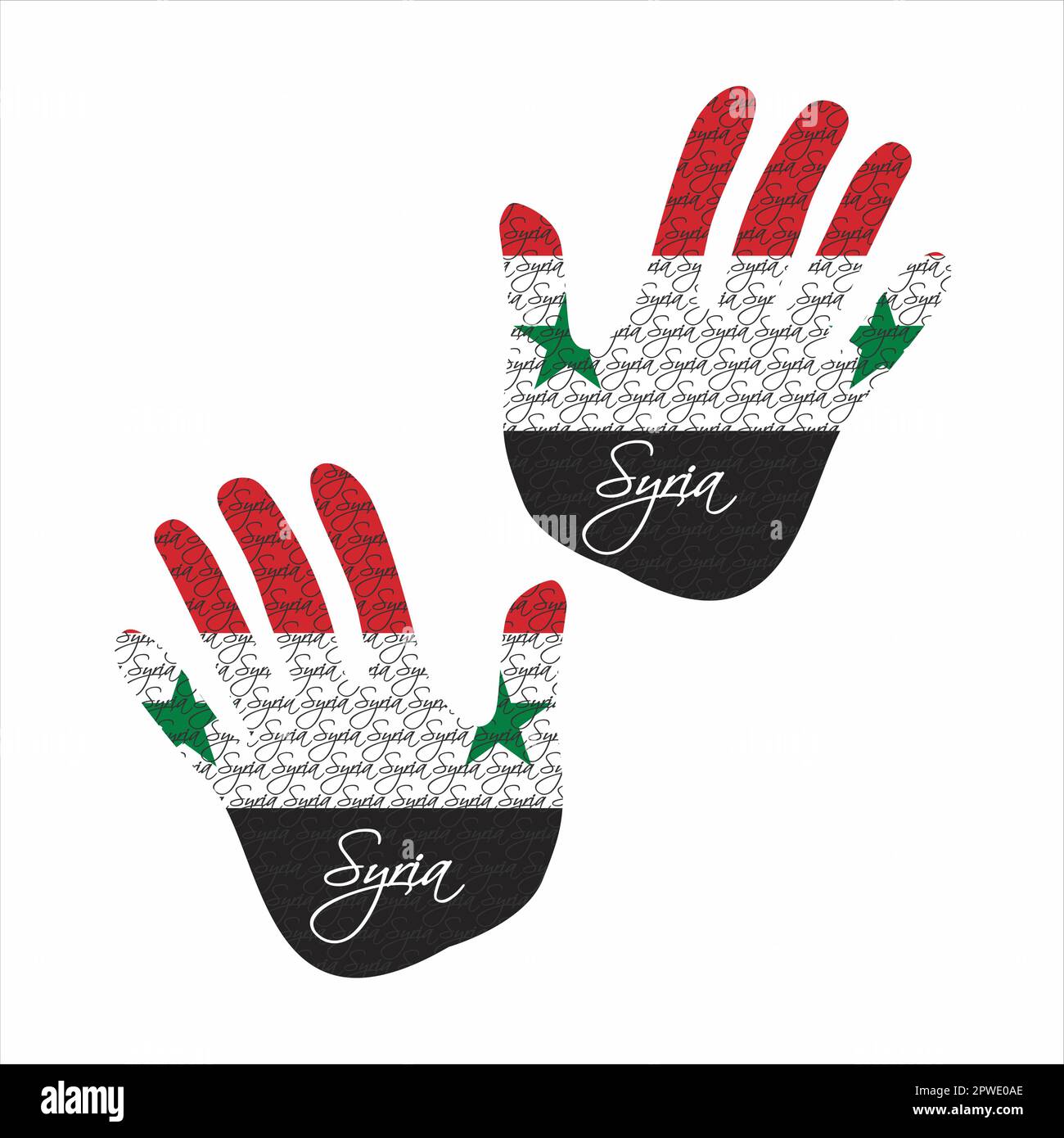 Hand drawn vector illustration with syria flag pattern great for poster ...