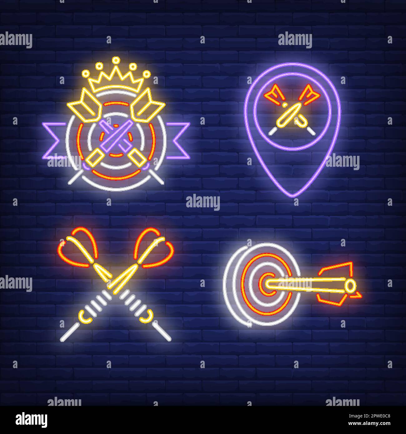 Darts, targets, win and pointer neon signs set Stock Vector Image & Art ...