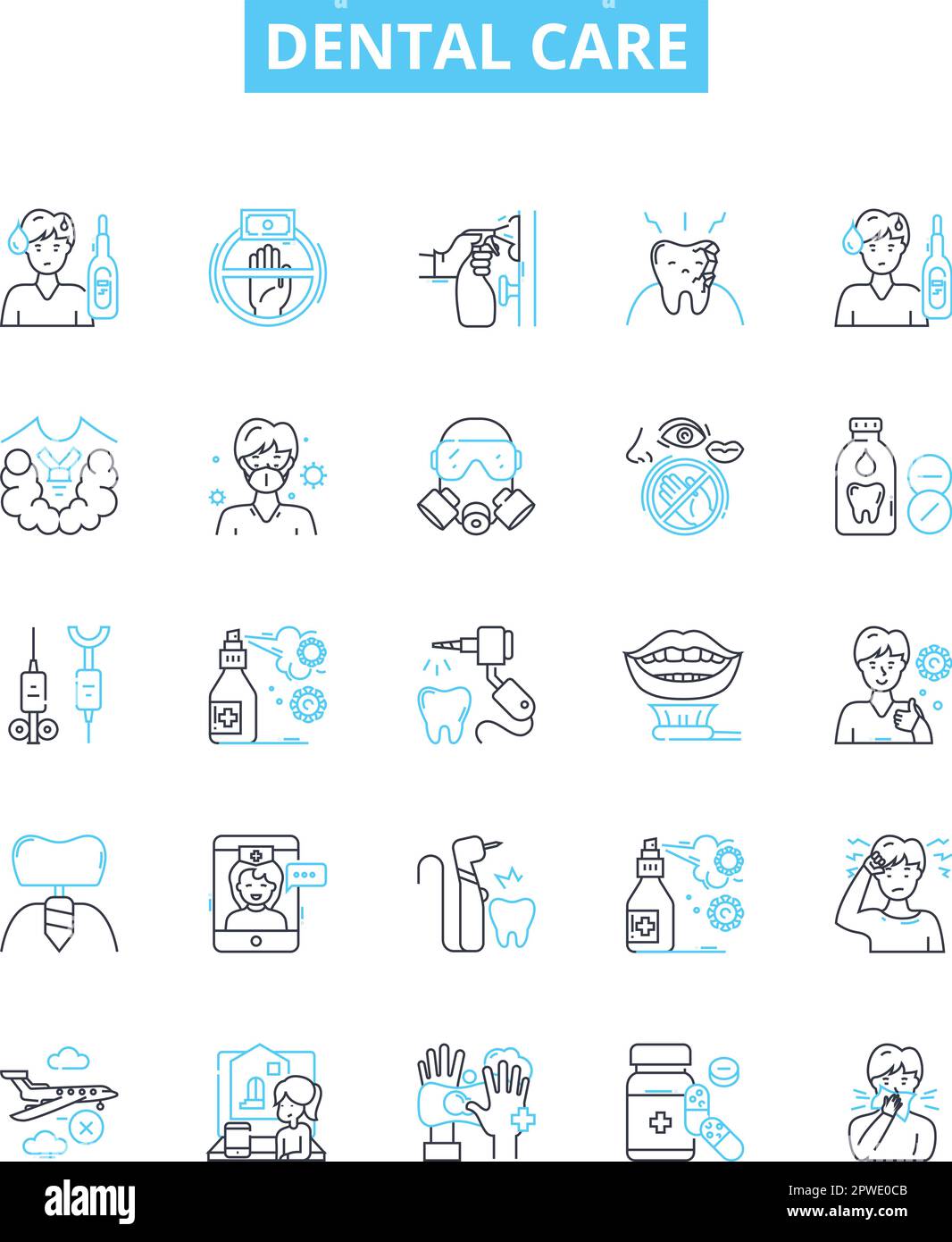 Dental care vector line icons set. Dentistry, Oral, Teeth, Hygiene ...