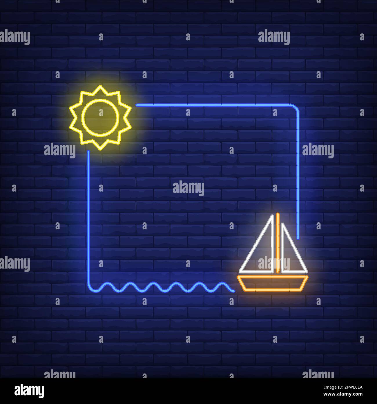 Blue neon icon sailboat hi-res stock photography and images - Alamy