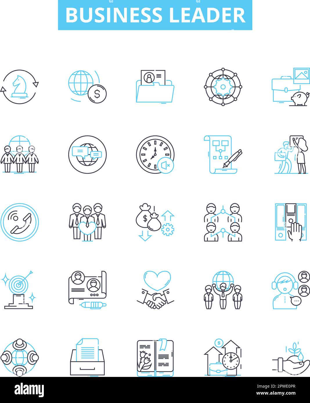 business Leader vector line icons set. Businessowner, CEO, Executive, Manager, Chairman, Leader ...