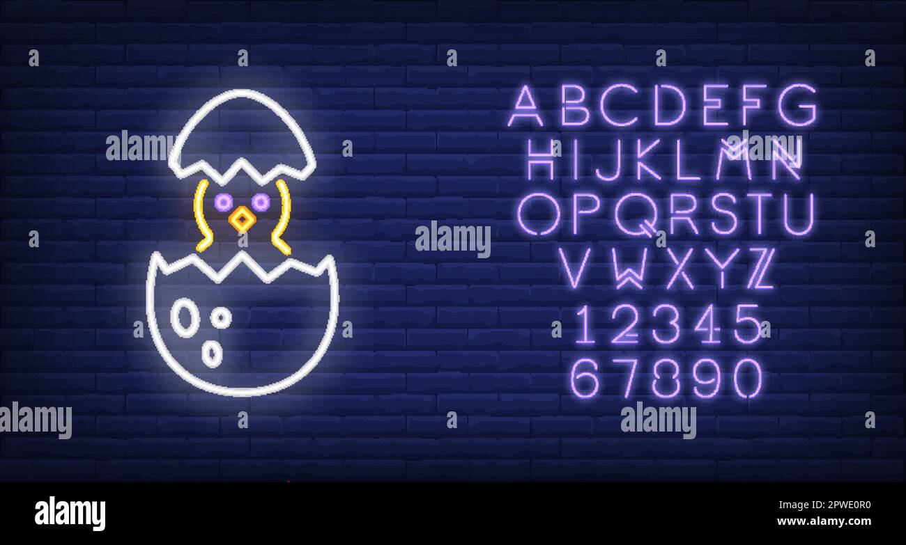 Chick hatching from egg neon sign Stock Vector Image & Art - Alamy