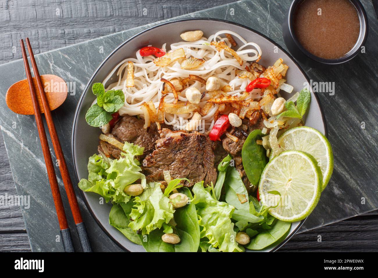 Pho Bo Tron Mixed beef noodles salad is a popular dish in Vietnamese ...
