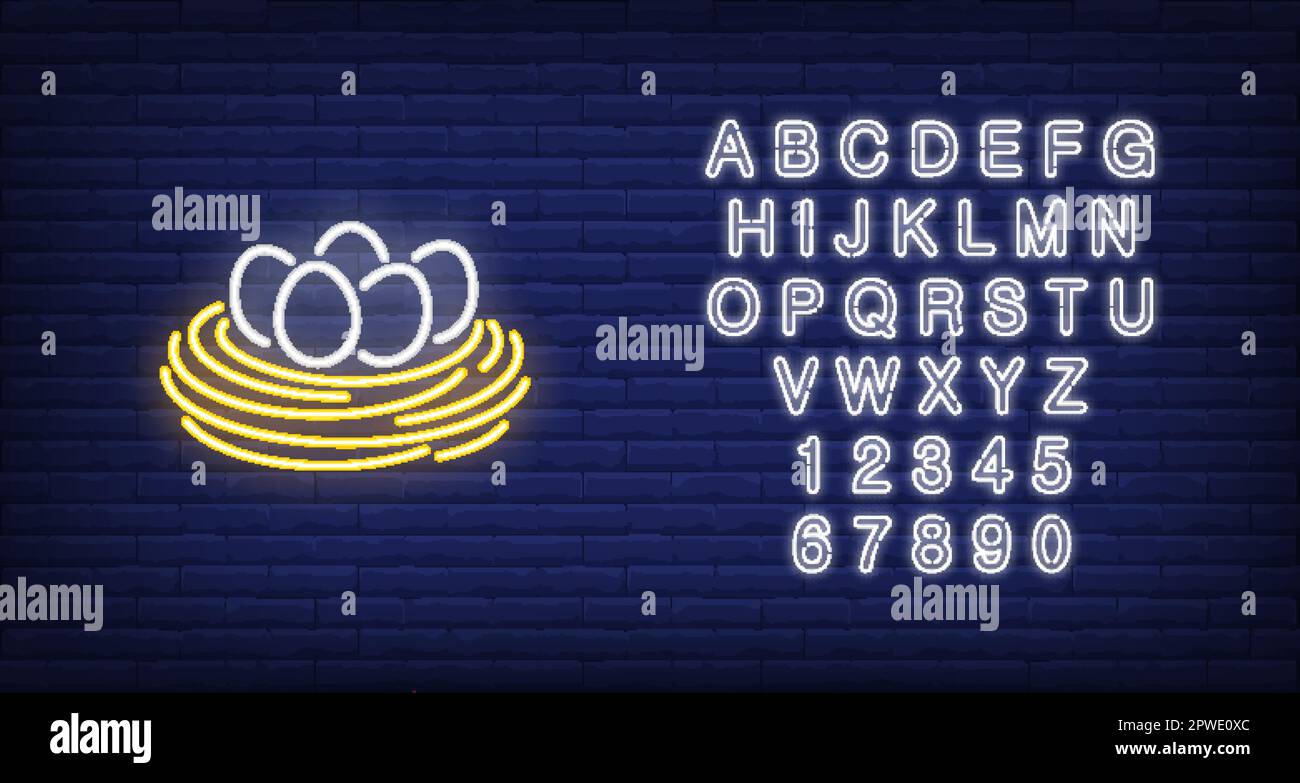 Eggs in nest neon sign Stock Vector Image & Art - Alamy