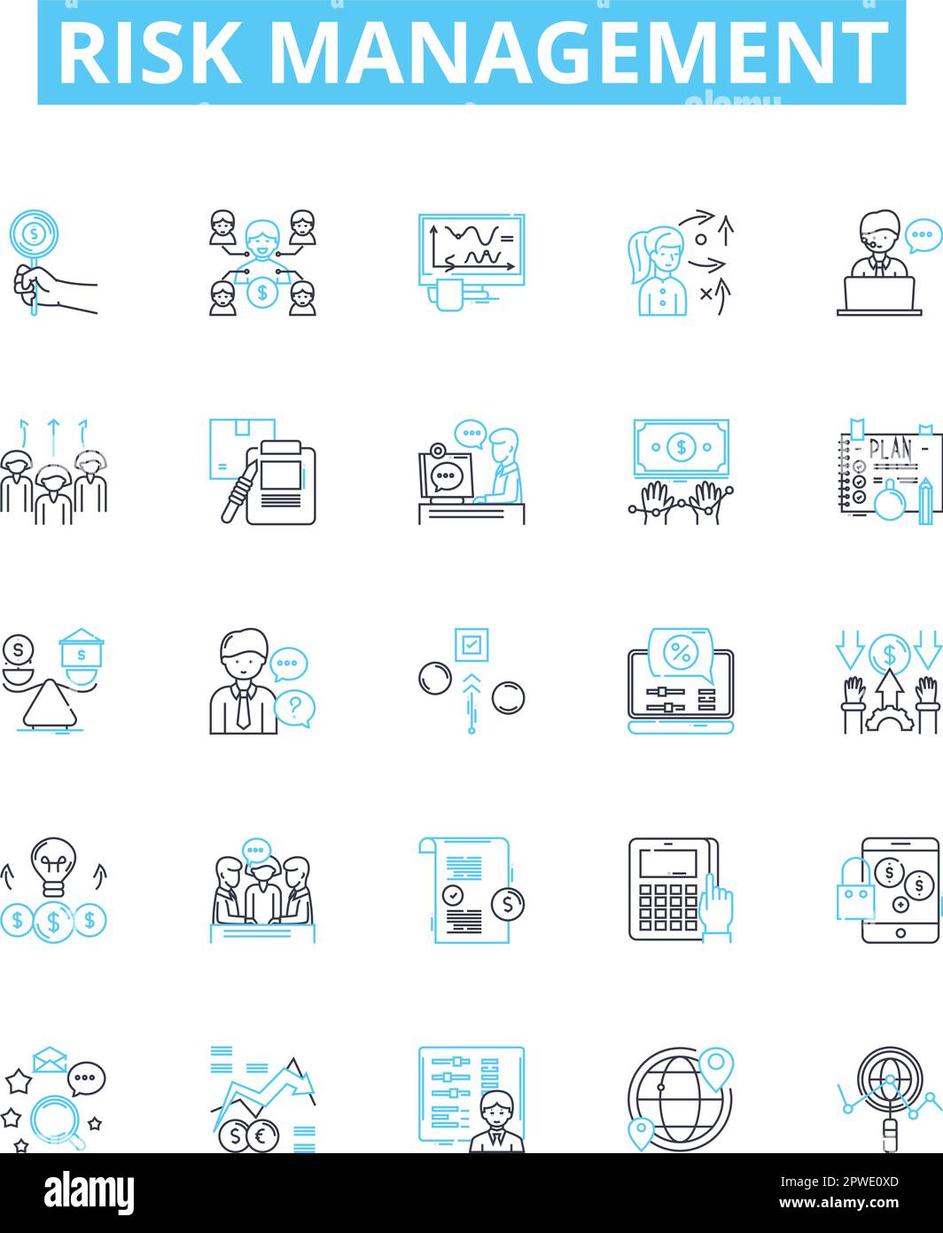 Risk Management Vector Line Icons Set Risk Management Assess Analyze Avoid Control