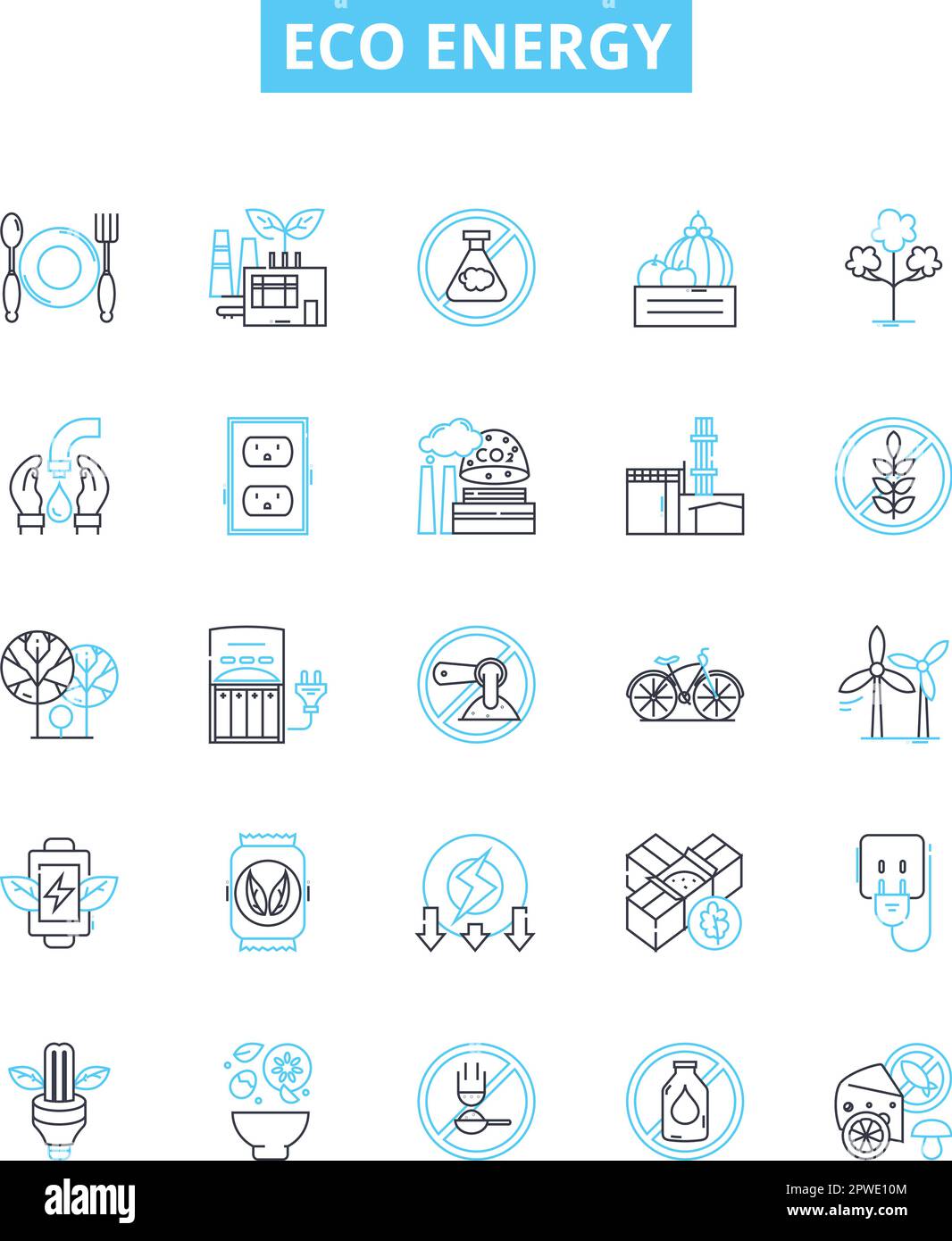 Eco energy vector line icons set. Eco-energy, Sustainable, Renewable ...