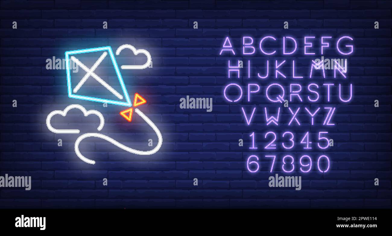 Blue kite flying in clouds neon sign Stock Vector Image & Art - Alamy