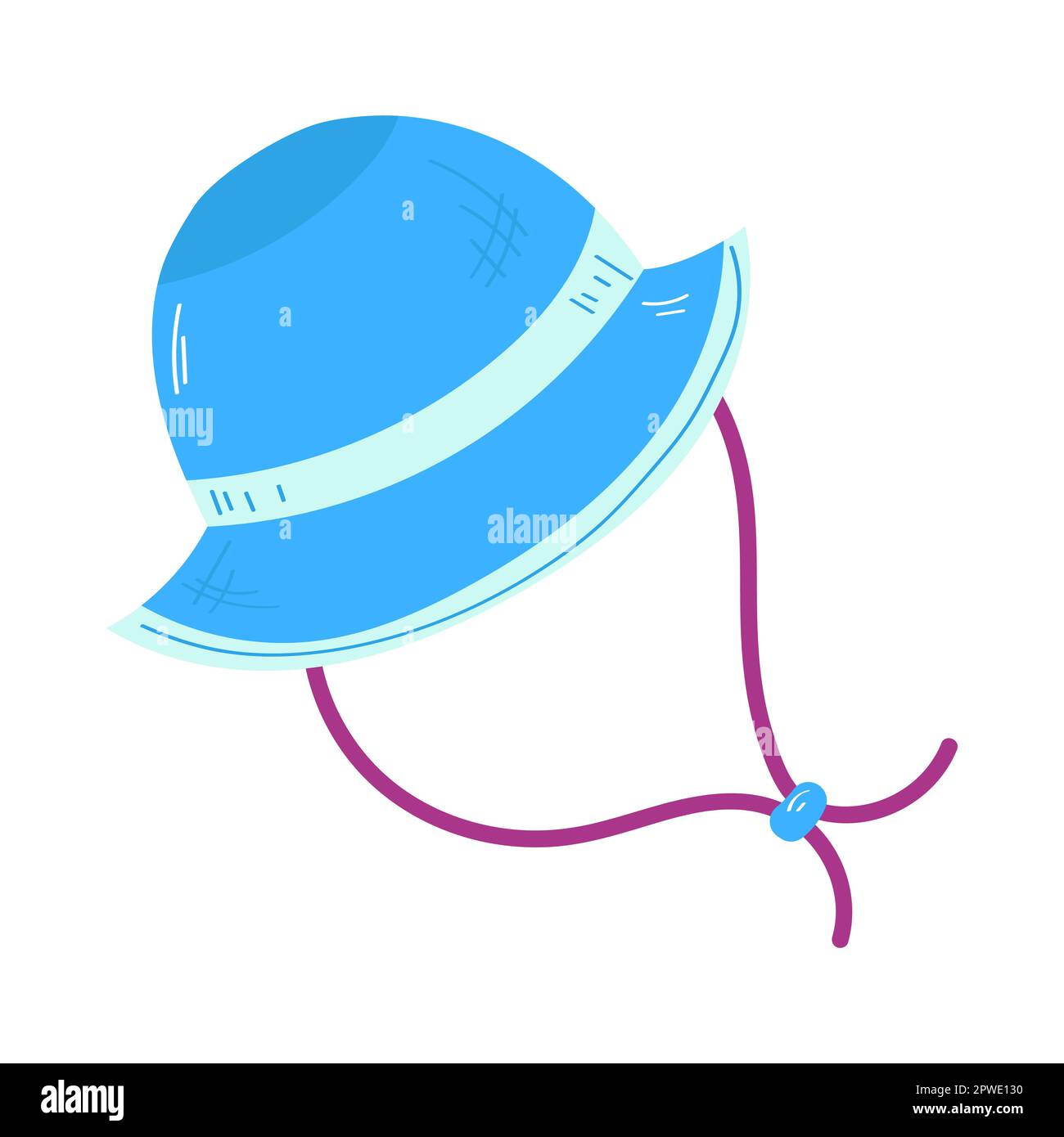 Blue Sun Hat With Strings Against Sunburn Vector Illustration Stock Vector Image And Art Alamy