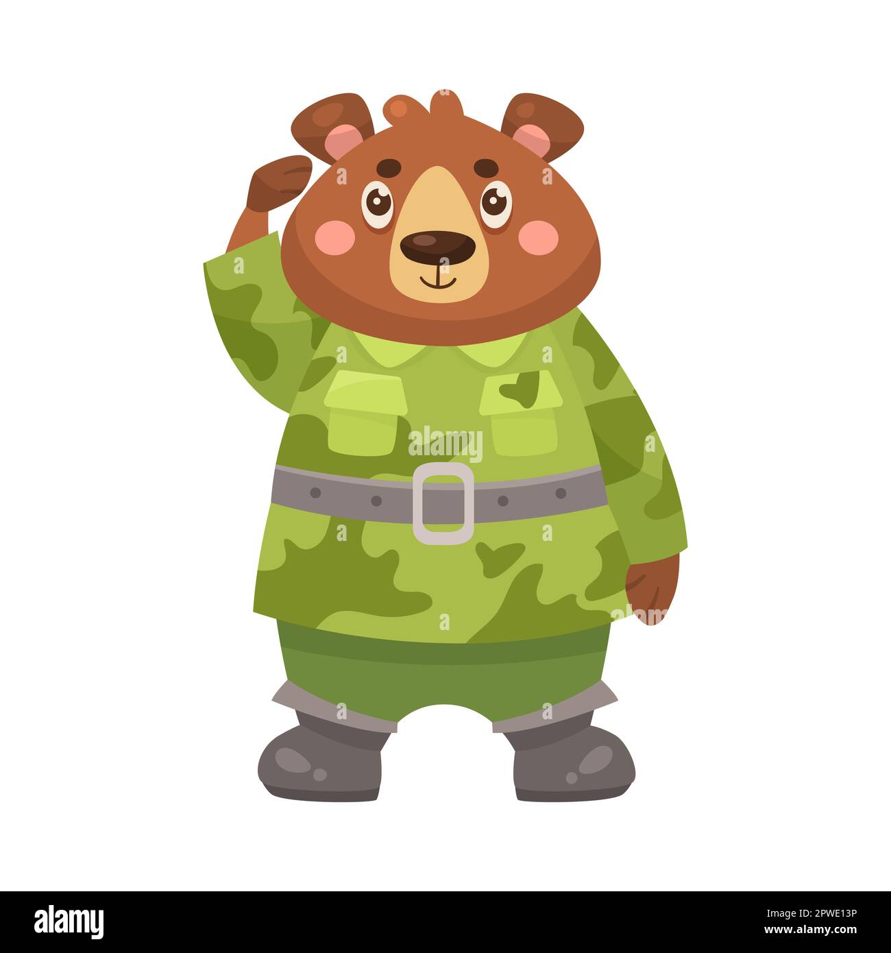 Cute bear character in camouflage cartoon illustration Stock Vector ...