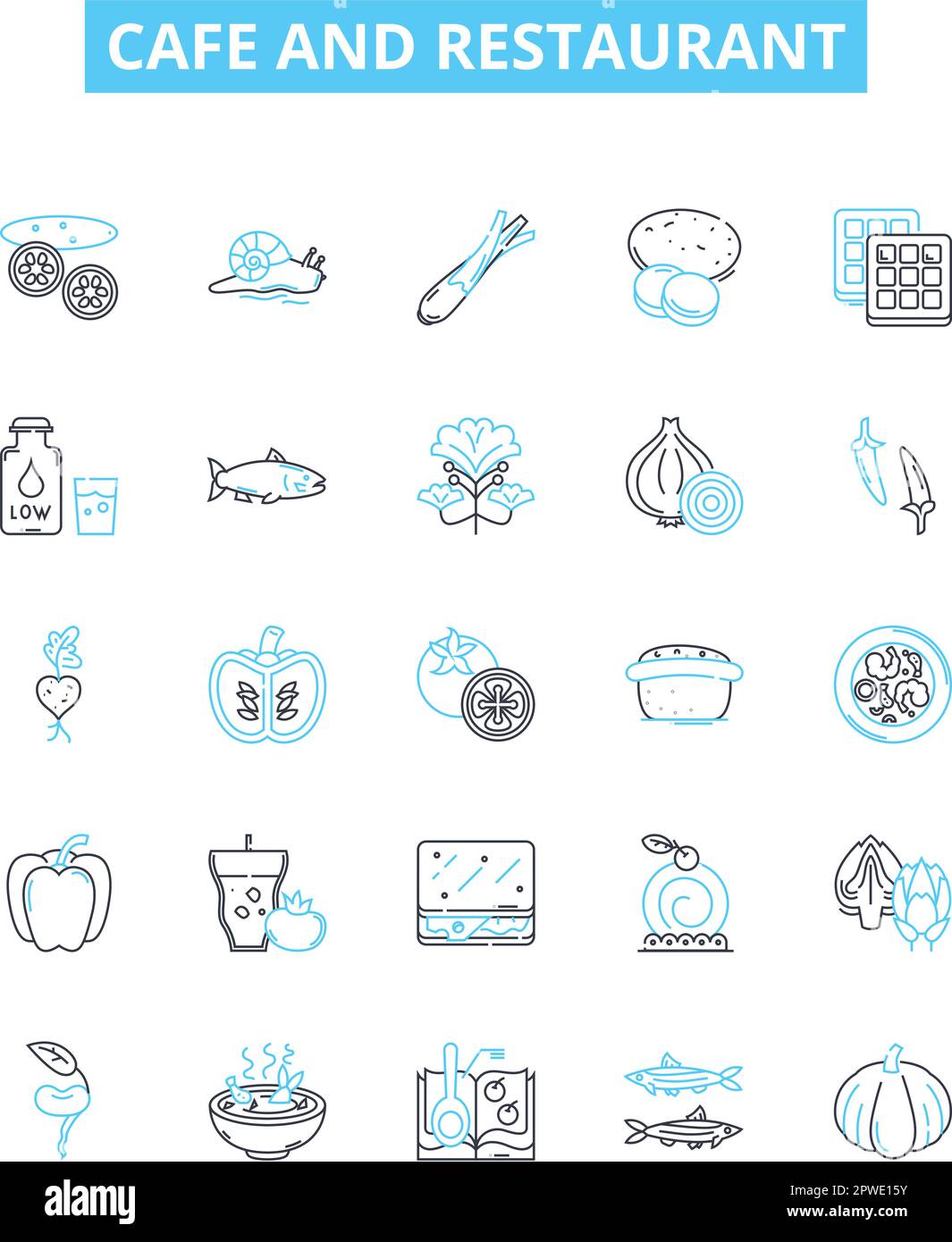 Cafe and restaurant vector line icons set. Location, Atmosphere, Menu ...