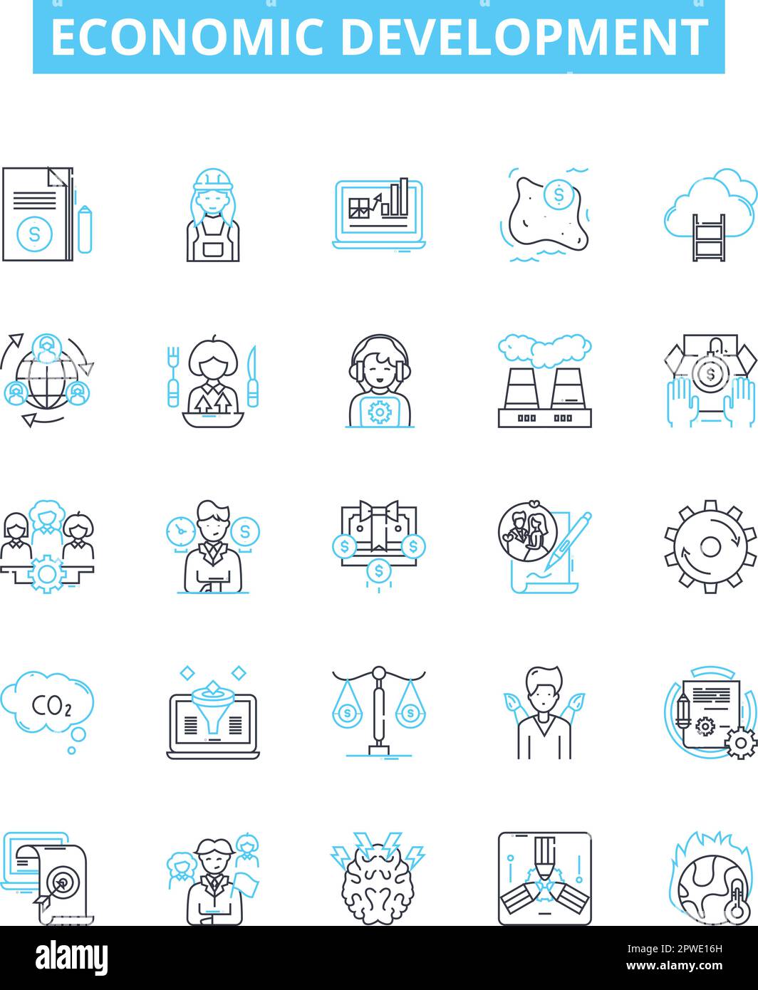 Economic development vector line icons set. Economy, Development ... Economic development vector line icons set. Economy, Development ...