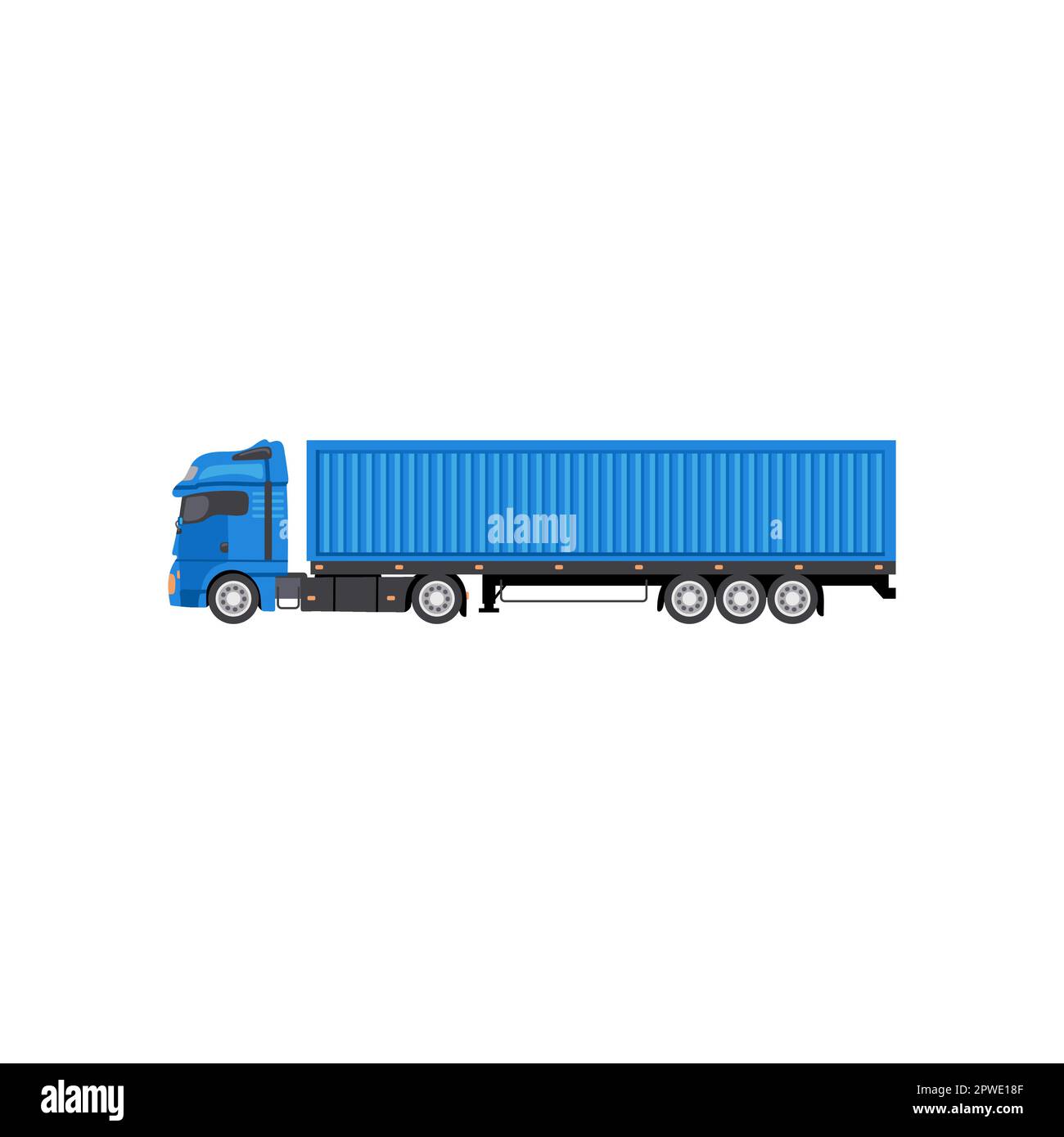 Blue semi-truck flat vector illustration Stock Vector Image & Art - Alamy