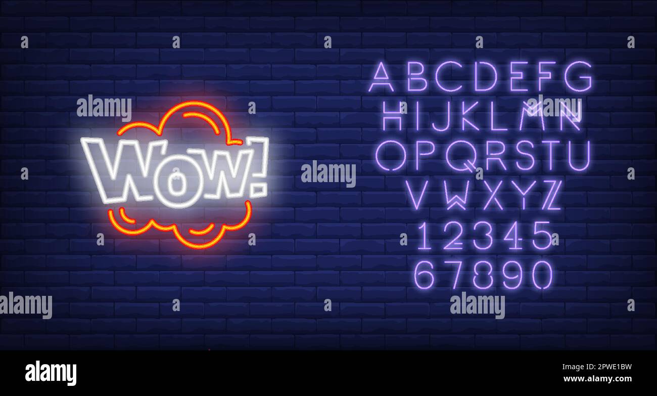 Neon WOW sign Stock Vector Image & Art - Alamy