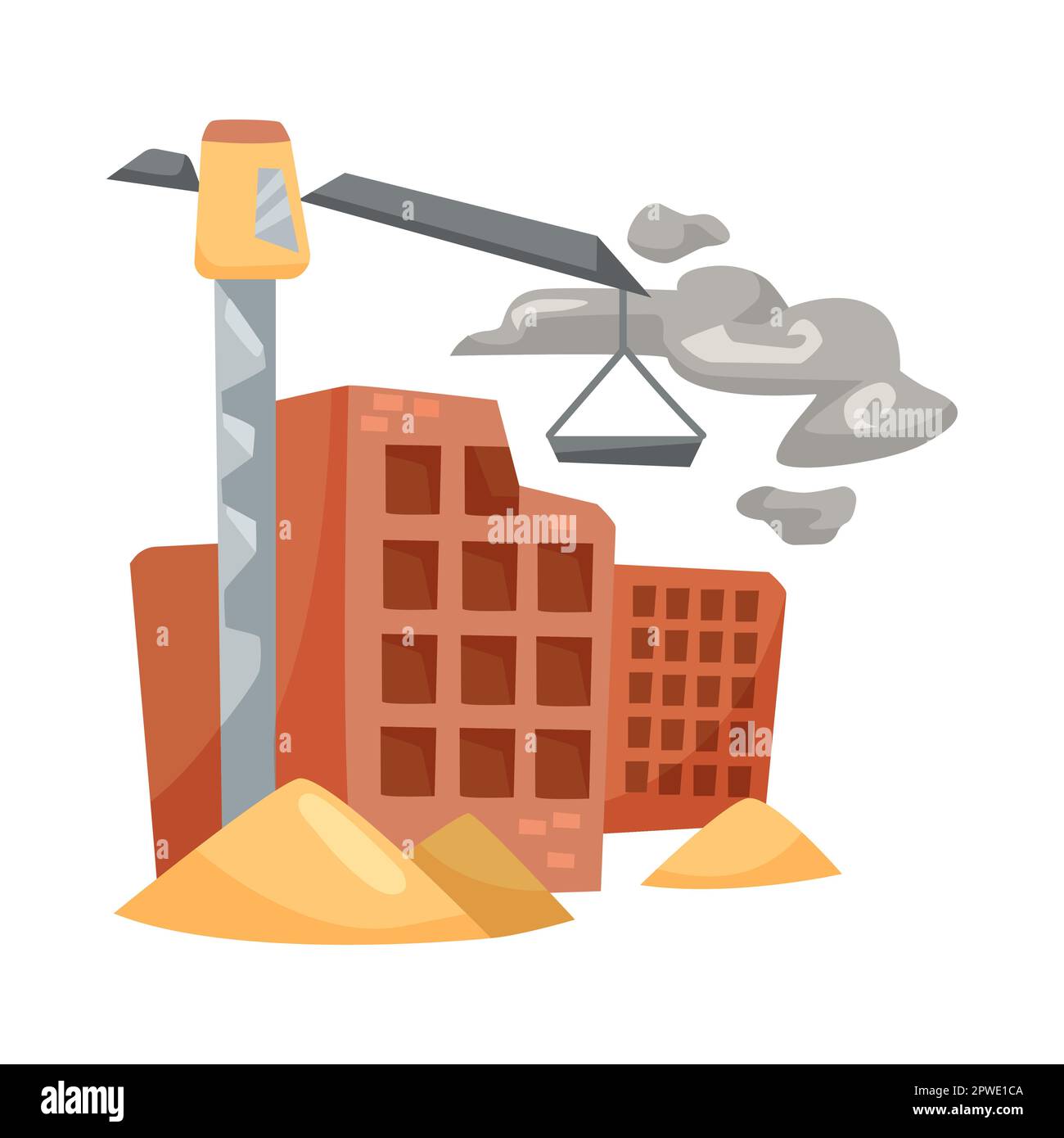 Construction cite with building and crane vector illustration Stock ...
