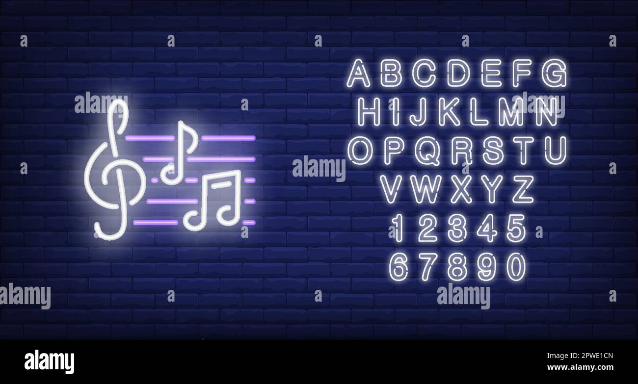 Treble clef and notes neon sign Stock Vector Image & Art - Alamy