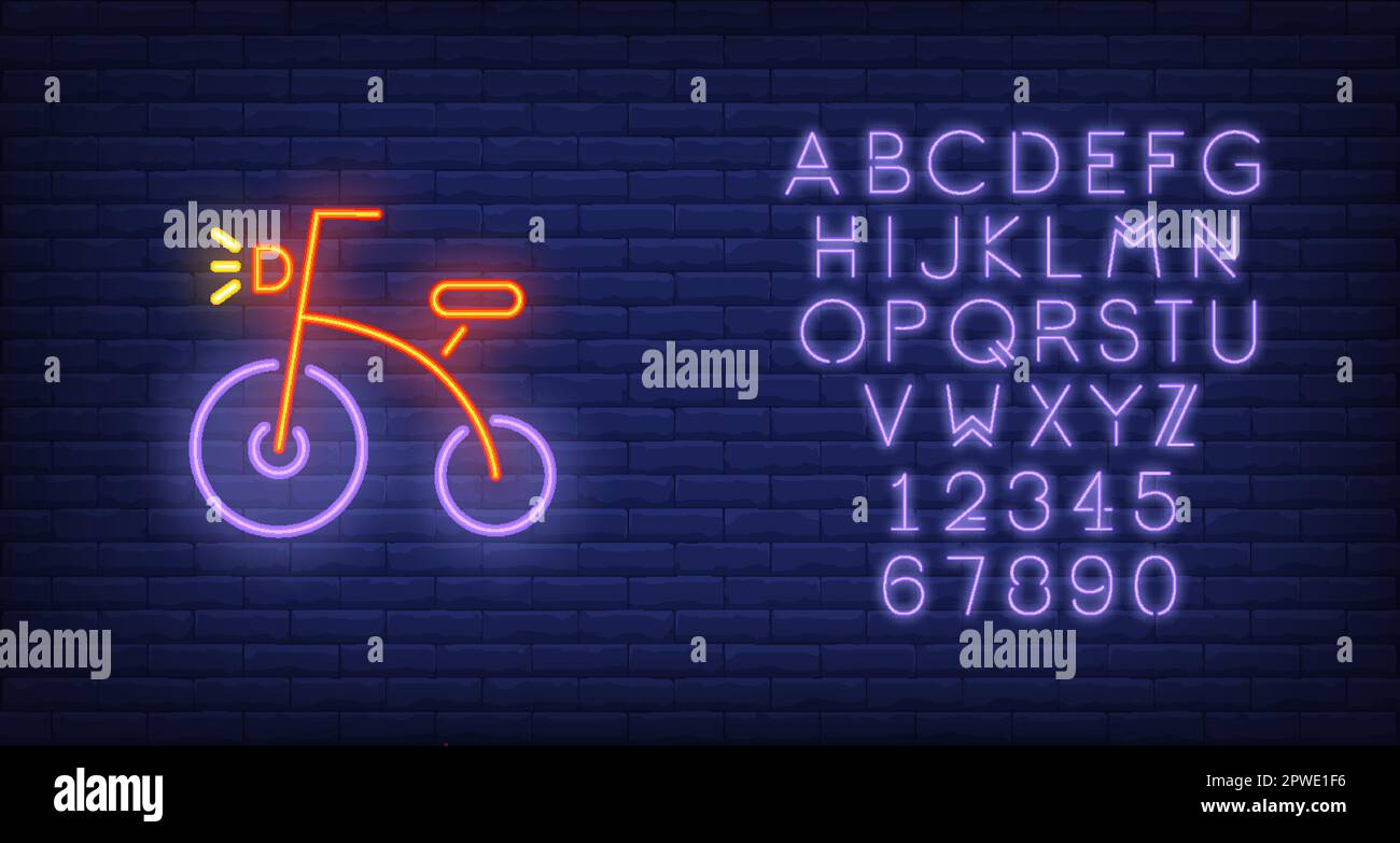 Retro bicycle neon sign Stock Vector Image & Art - Alamy