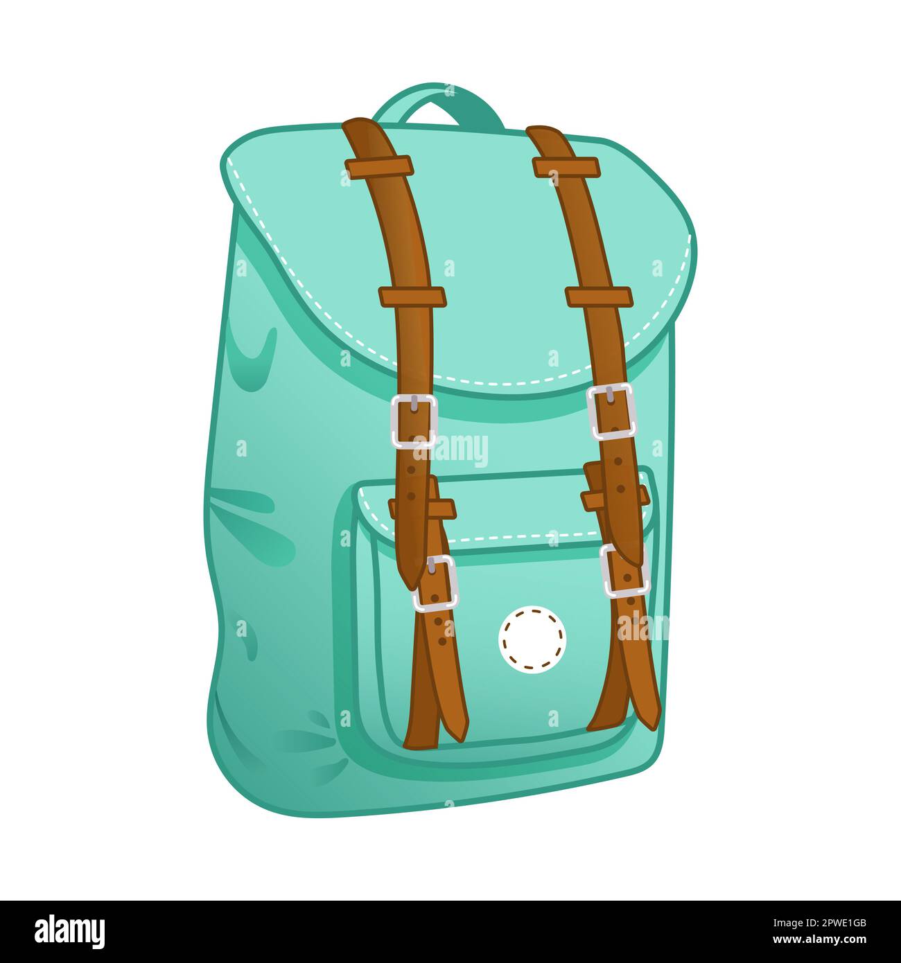 Vector illustration of a backpack in cartoon style. Turquoise backpack ...