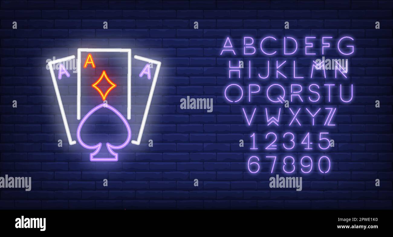 Playing ace cards neon sign Stock Vector Image & Art - Alamy