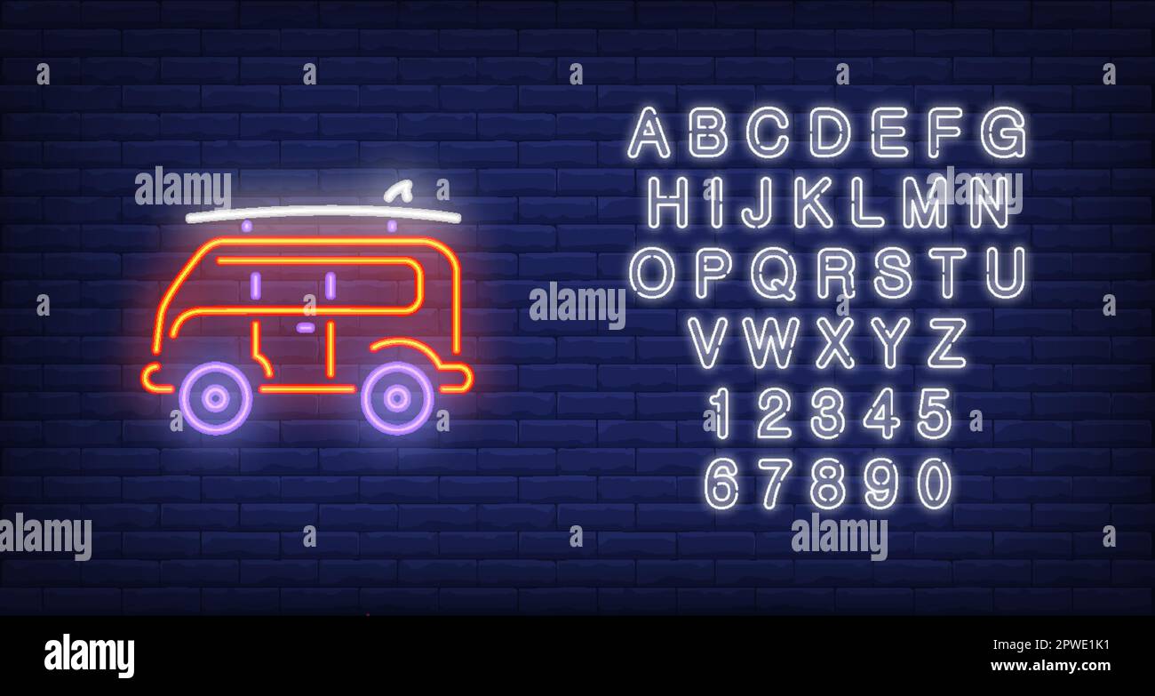 Surfer van neon sign Stock Vector Image & Art - Alamy