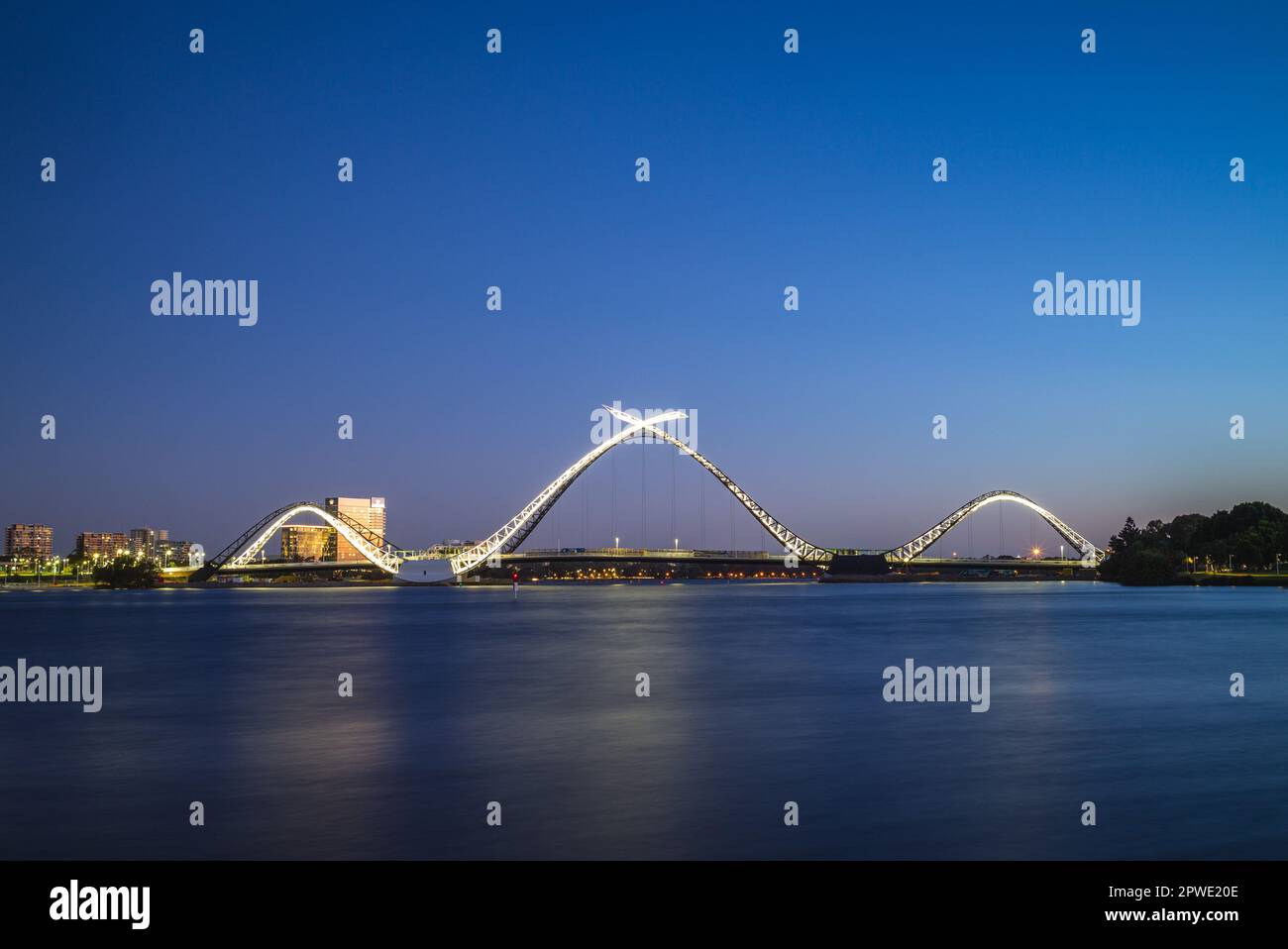 January 15, 2019: matagarup bridge, a suspension pedestrian bridge ...