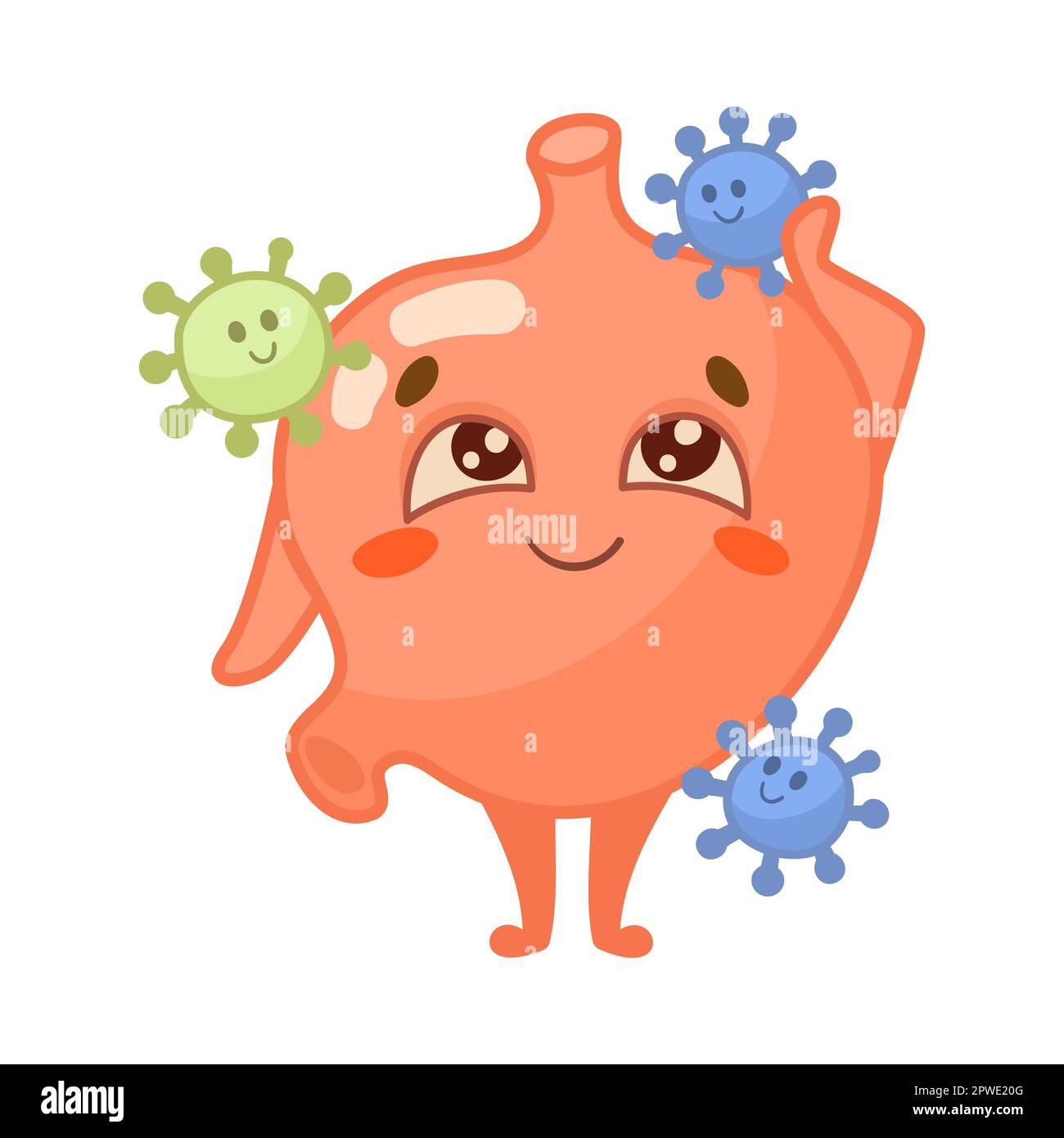 Happy stomach character with virus cartoon illustration Stock Vector ...