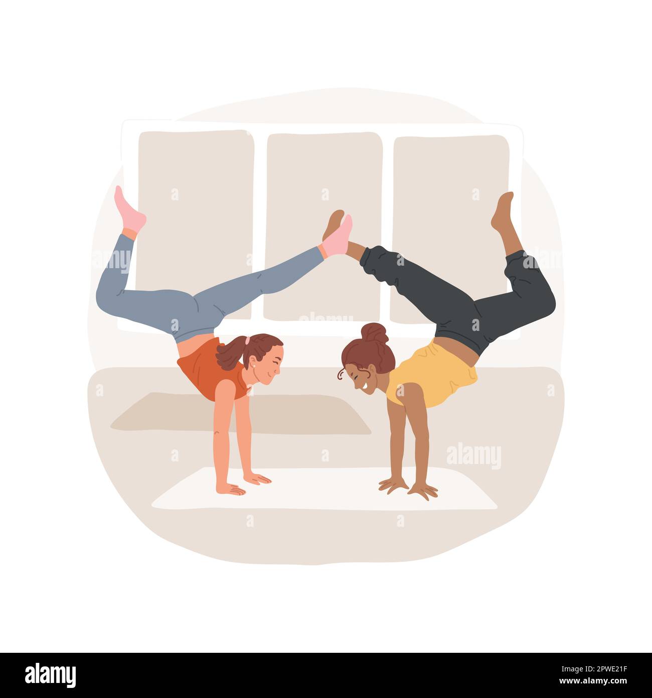 Yoga isolated cartoon vector illustration. Sporty teen girls doing yoga ...
