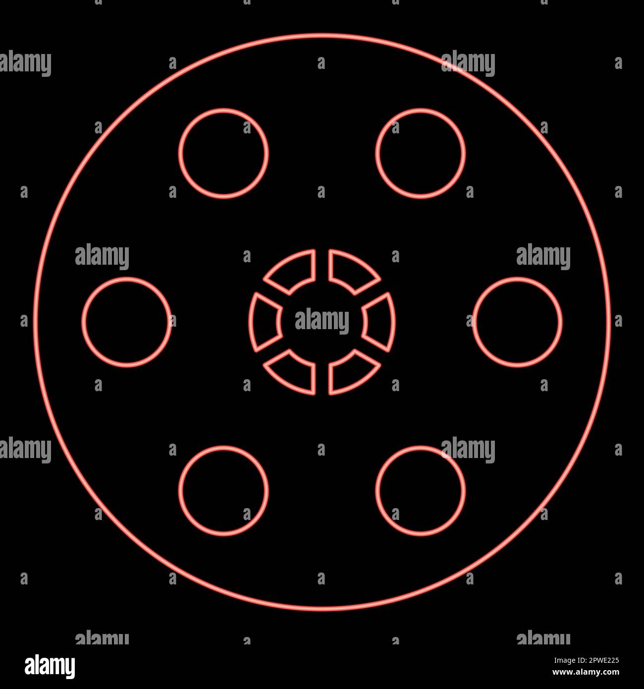 Neon drum of revolver russian roulette cylinder pistol handgun red ...