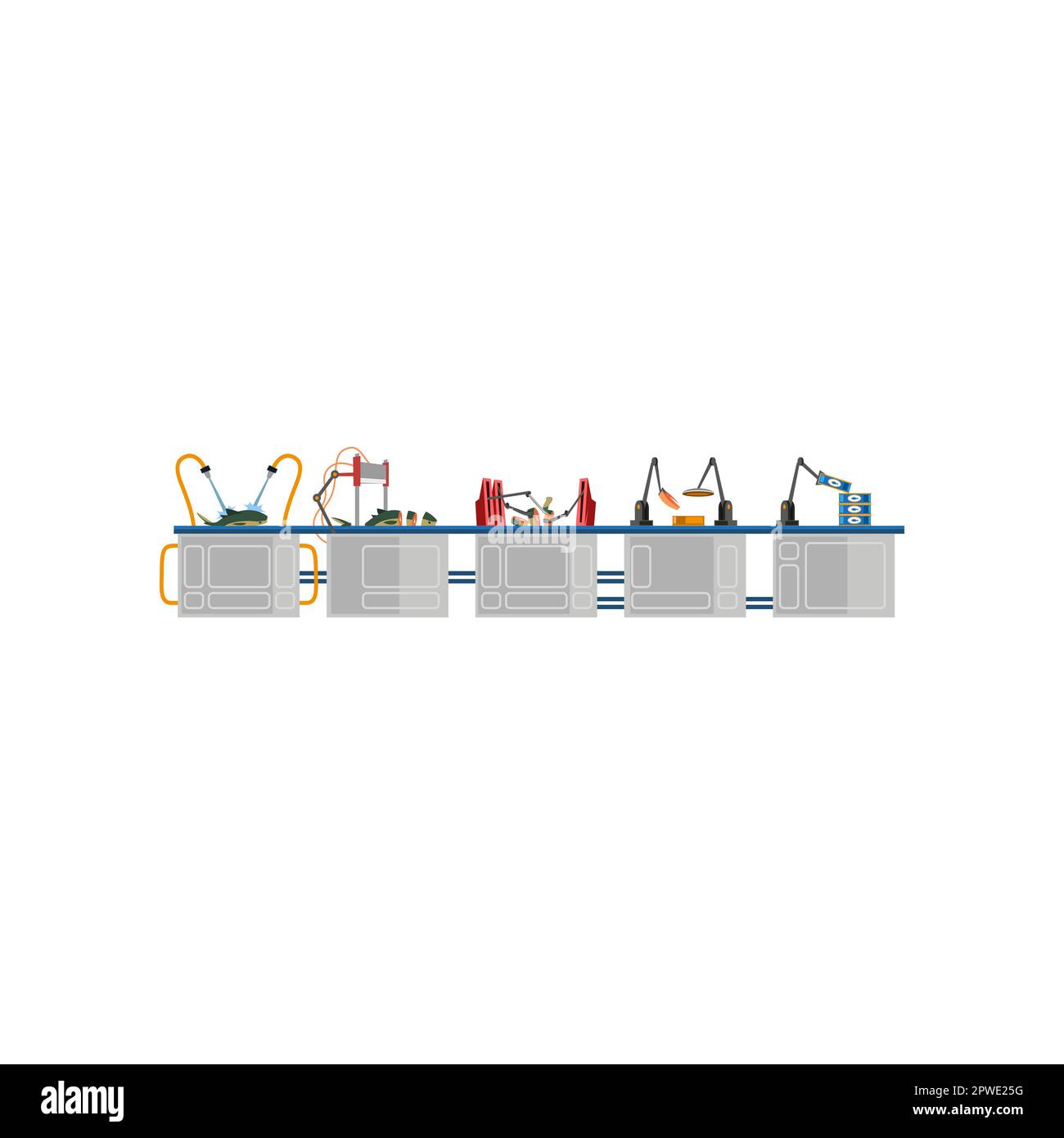 Fish canning process cartoon illustration Stock Vector Image & Art - Alamy