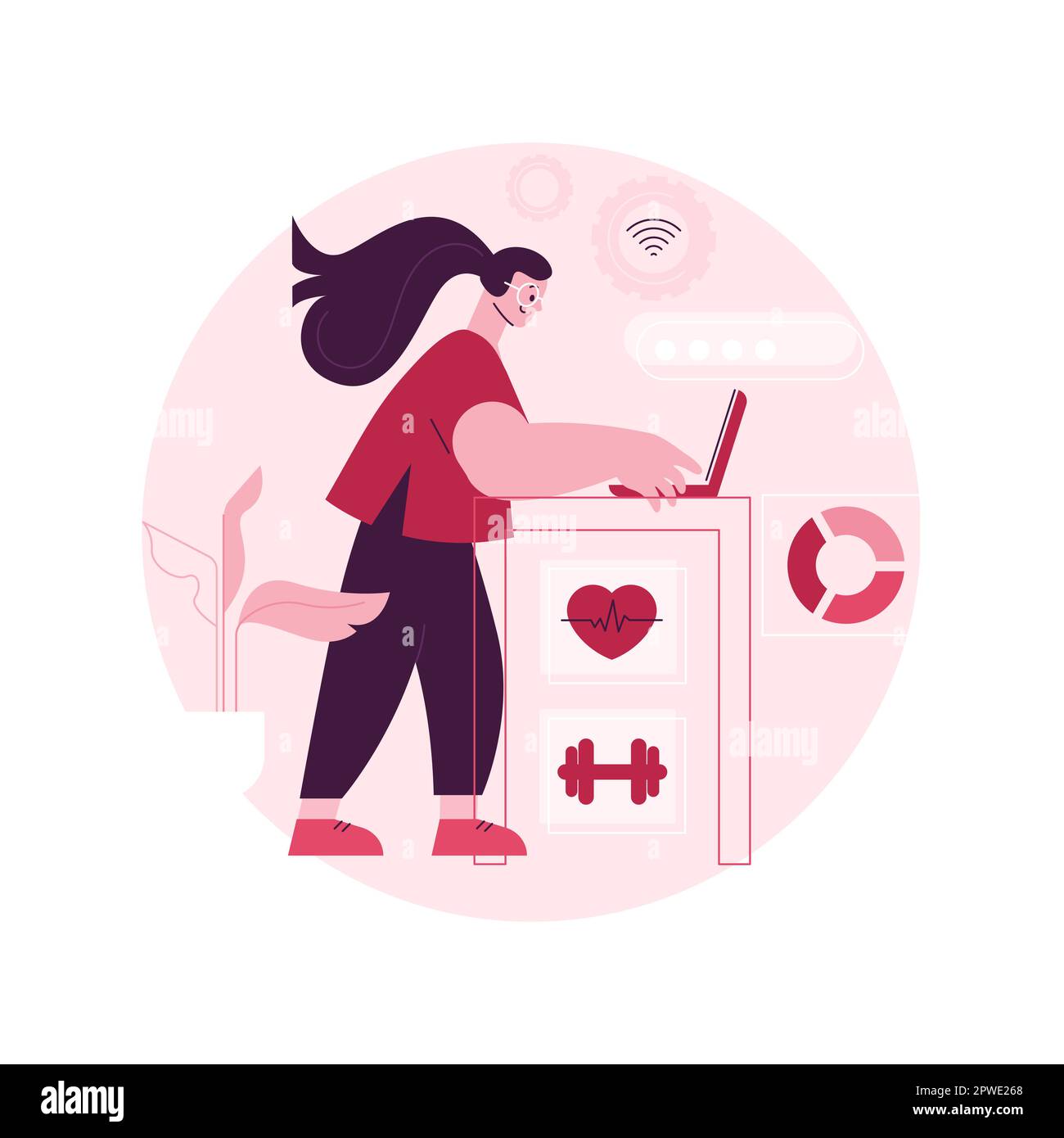Health-focused IOT desks abstract concept vector illustration. IOT ...