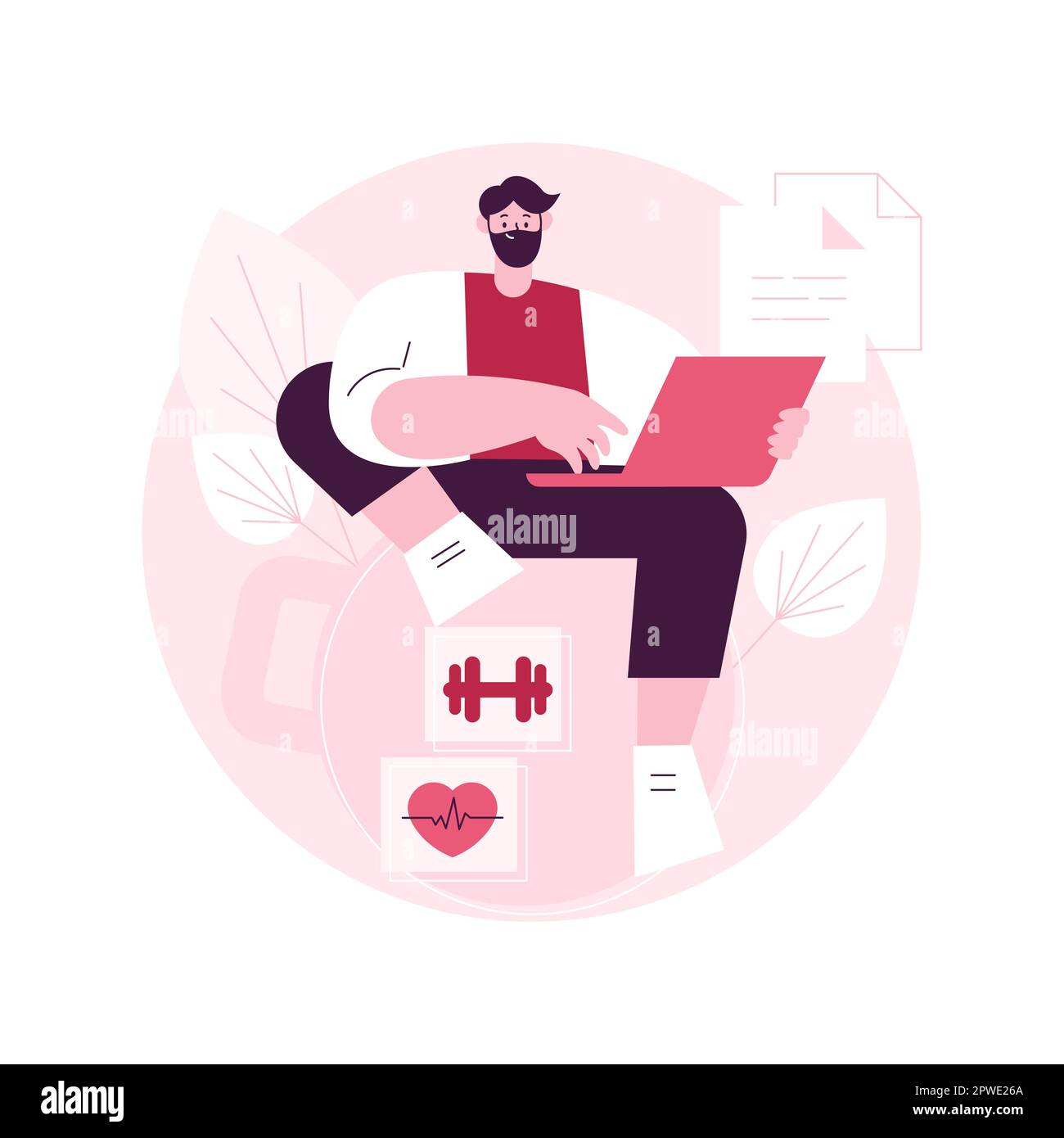Fitness-focused workspace abstract concept vector illustration. Fitness ...