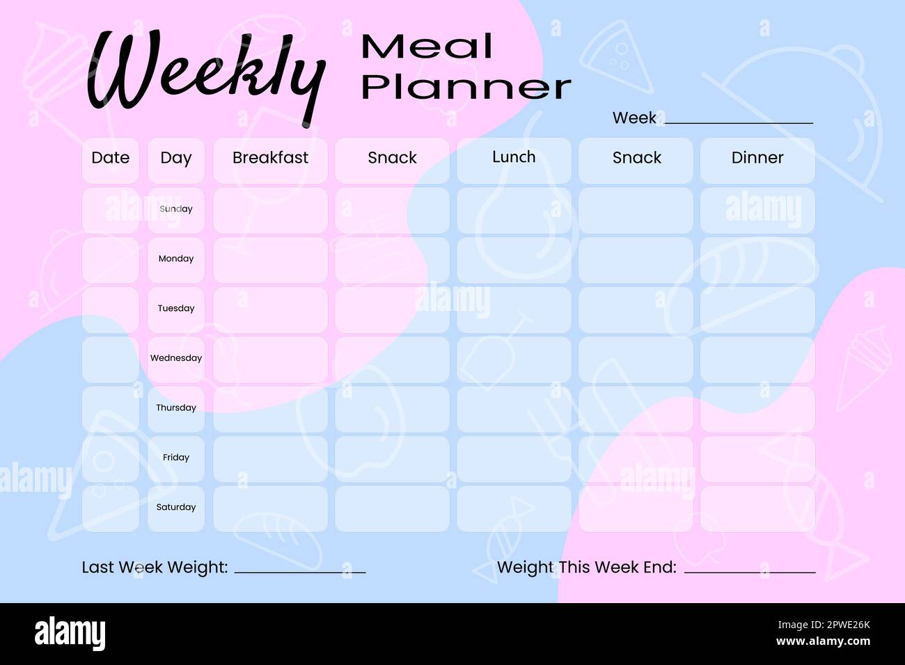Weekly meal planner. The concept of weight loss, healthy lifestyle ...