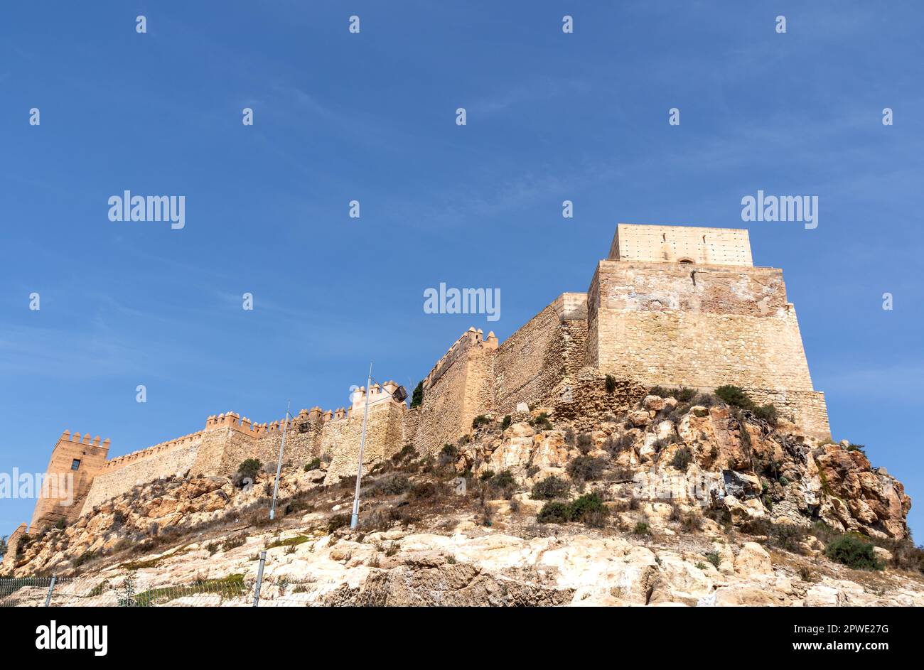 Alcazaba of Almería from the outside, monumental Moorish fortress ...