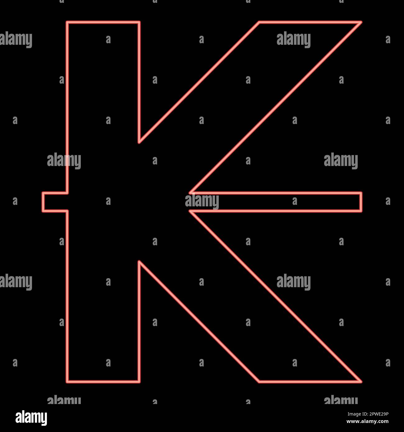 Neon sign kip currency symbol Laos red color vector illustration image ...