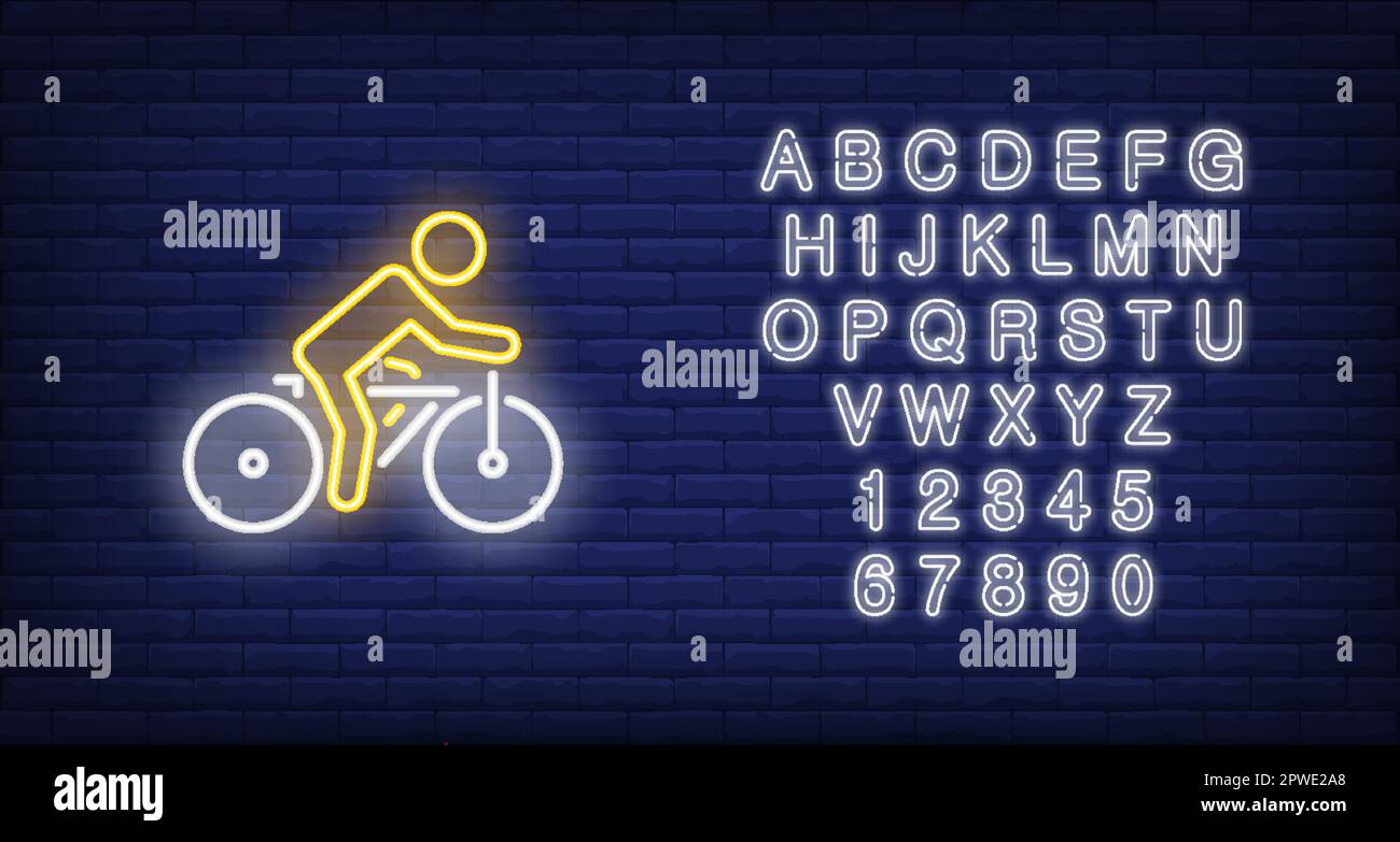 Cyclist riding bicycle neon sign Stock Vector Image & Art - Alamy