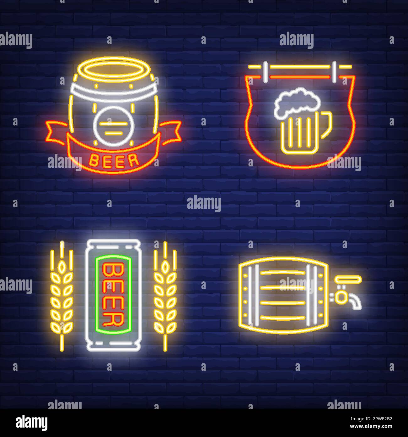 Beer pub neon sign set. Barrel, signboard Stock Vector Image & Art - Alamy