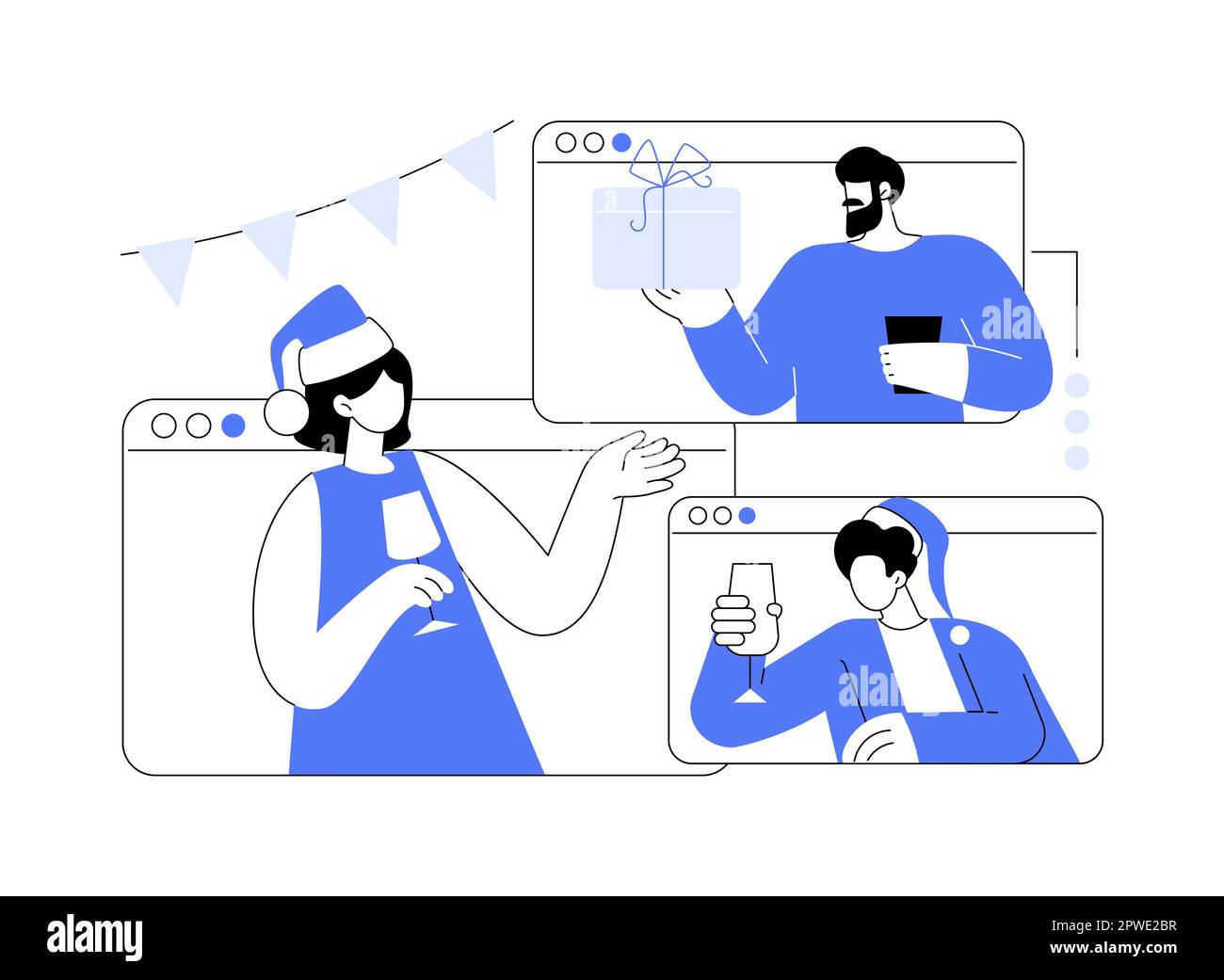 Virtual Holiday party abstract concept vector illustration Stock Vector ...