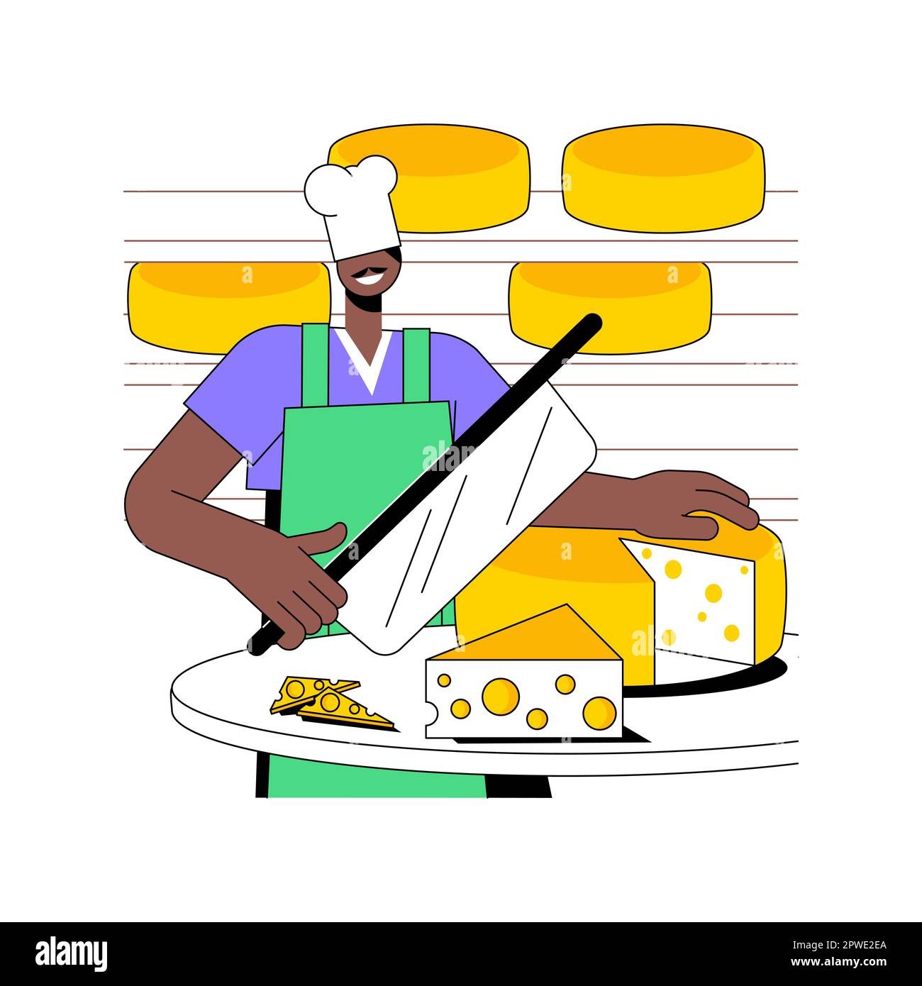 Cheese production isolated cartoon vector illustrations. Smiling men ...