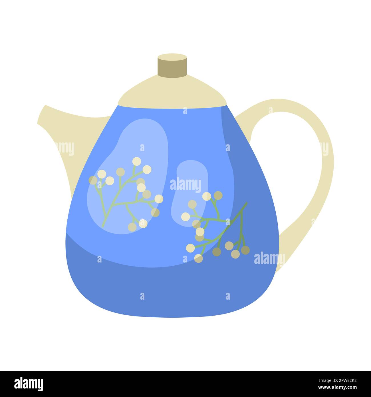 Cute blue ceramic teapot cartoon illustration Stock Vector Image & Art ...