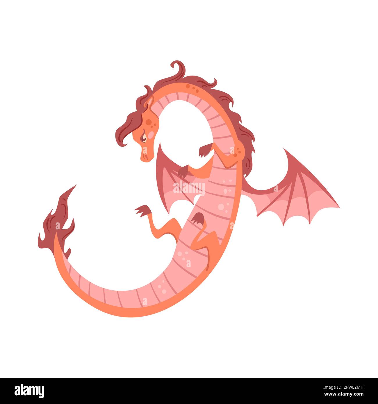 Orange dragon flying in air cartoon illustration Stock Vector Image ...