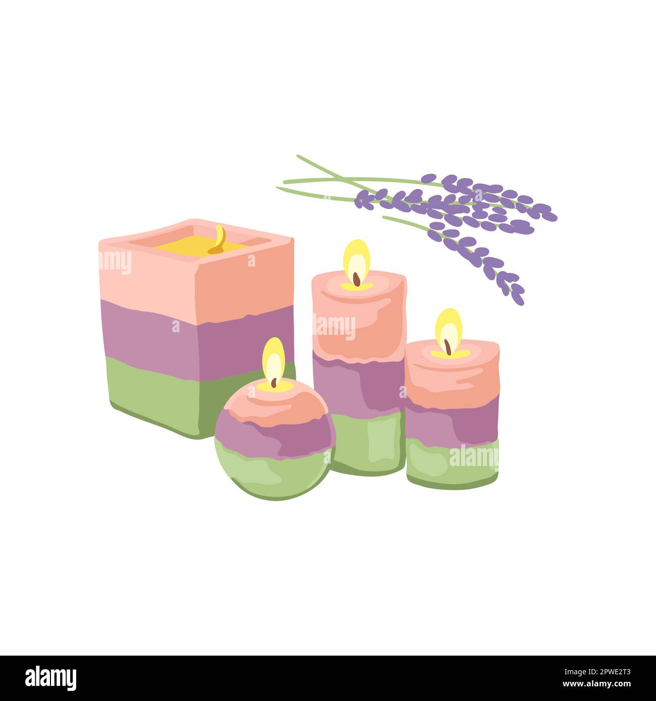 Handmade lavender layered candles vector illustration Stock Vector ...