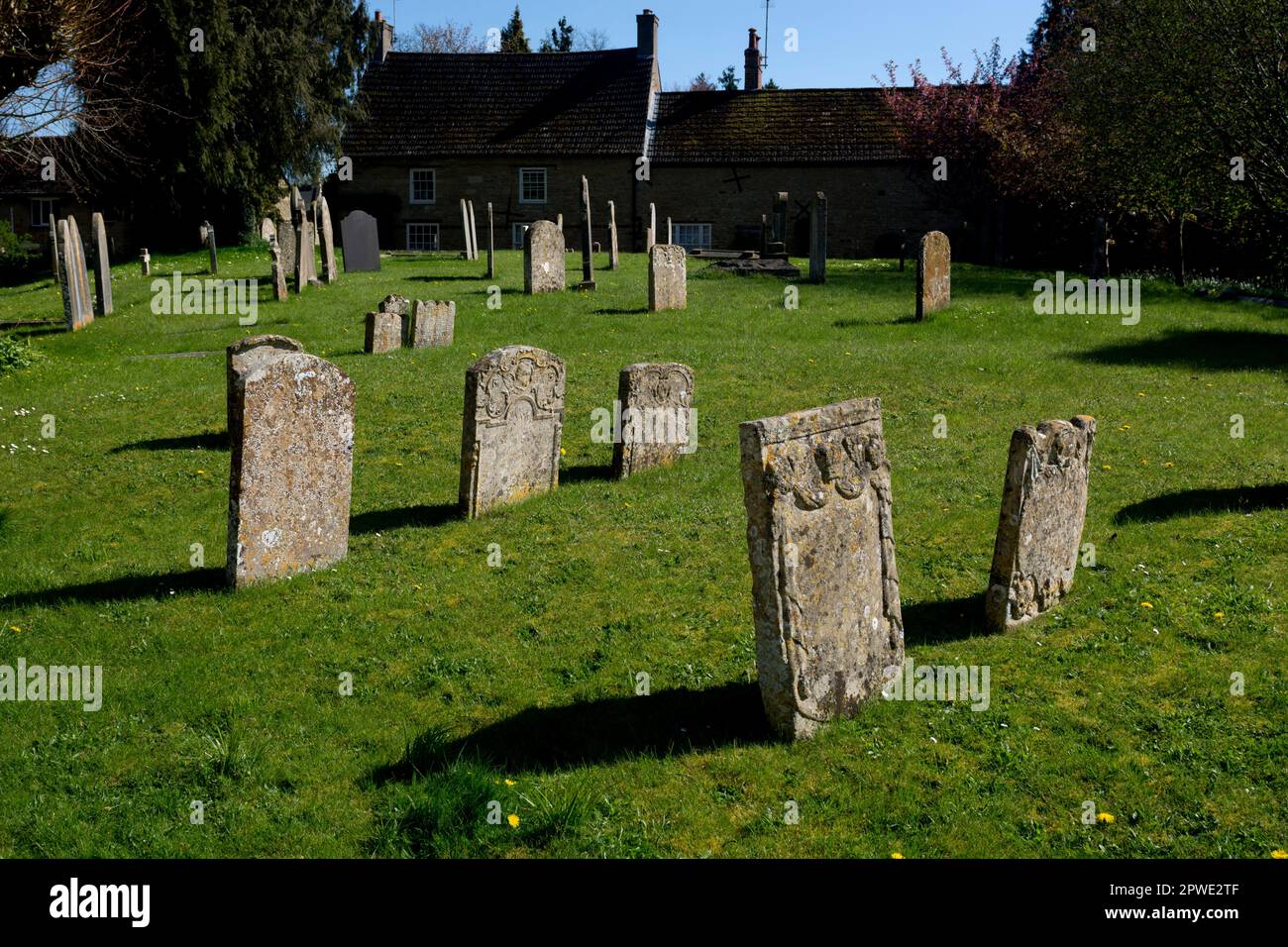 Holy Trinity churchyard, Denford, Northamptonshire, England, UK Stock ...
