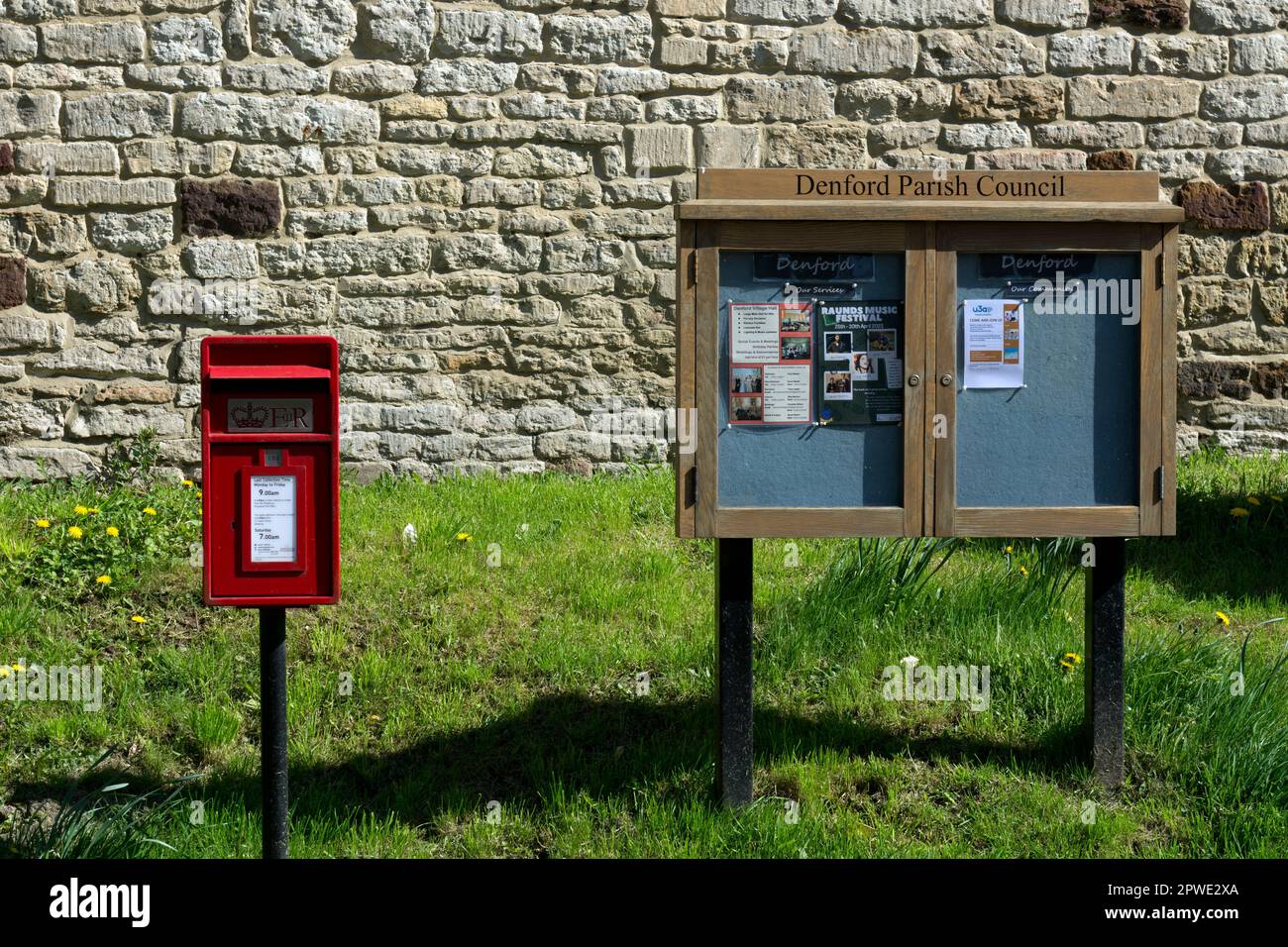 Parish Council notice board and post box, Denford village ...