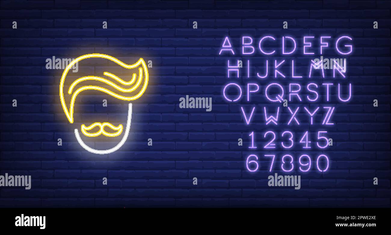 Hipster head neon sign Stock Vector Image & Art - Alamy