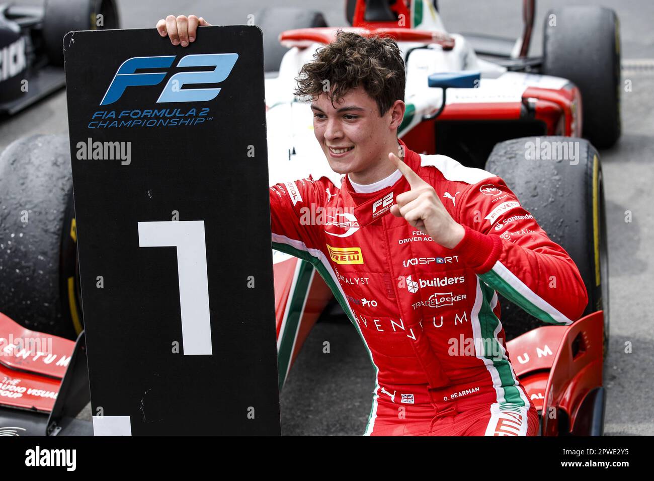 BEARMAN Oliver (gbr), Prema Racing, Dallara F2, portrait celebration ...