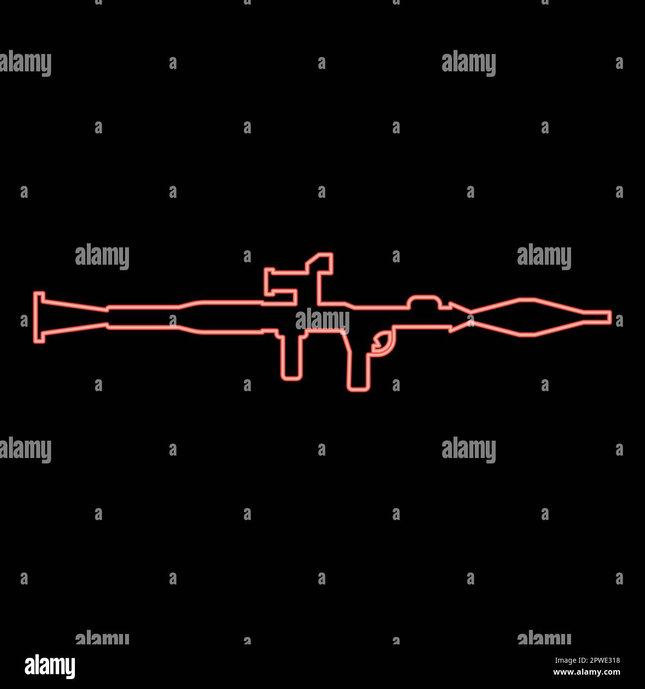 Neon grenade launcher military weapon army red color vector ...