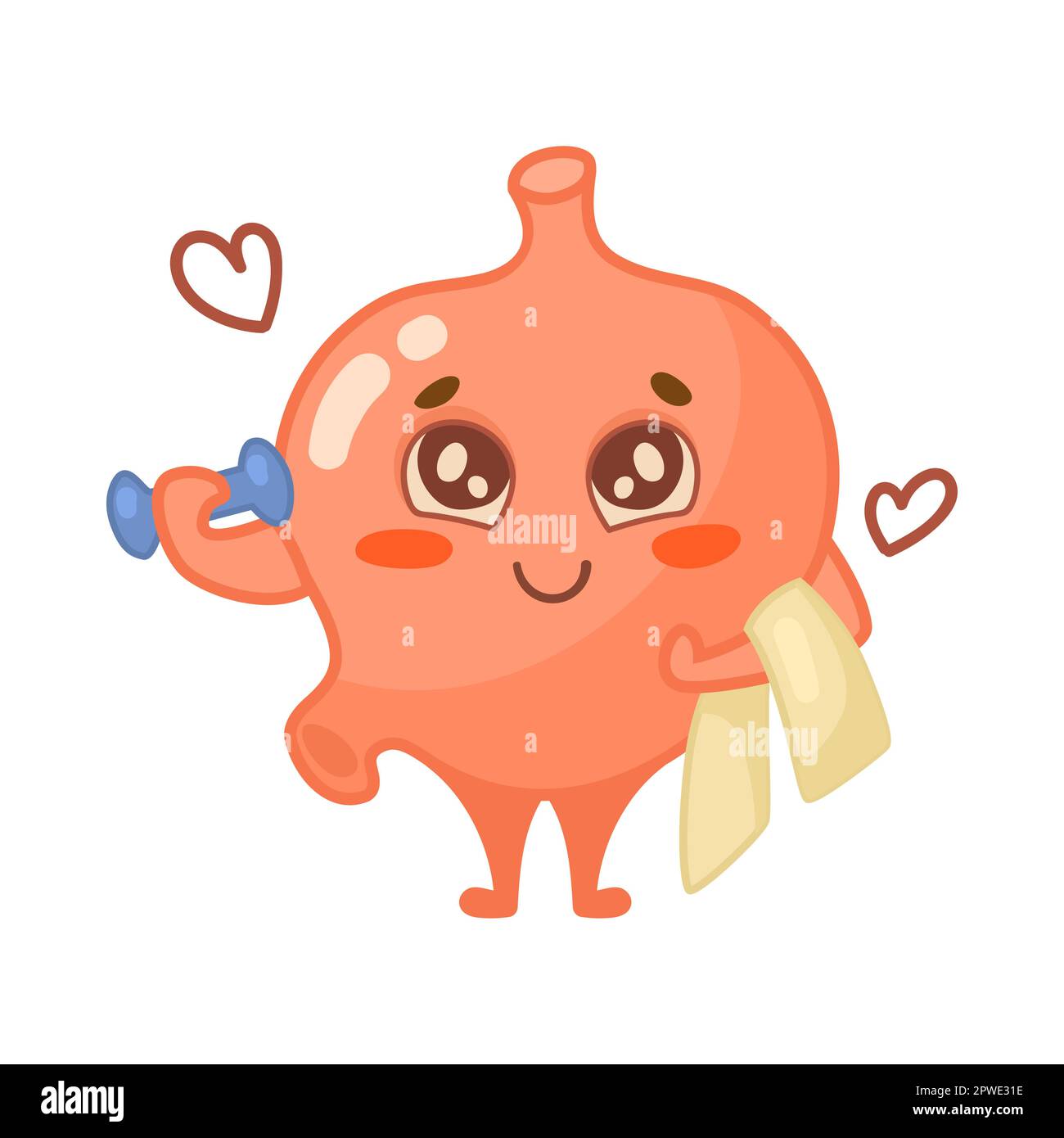 Happy stomach character doing sport cartoon illustration Stock Vector ...