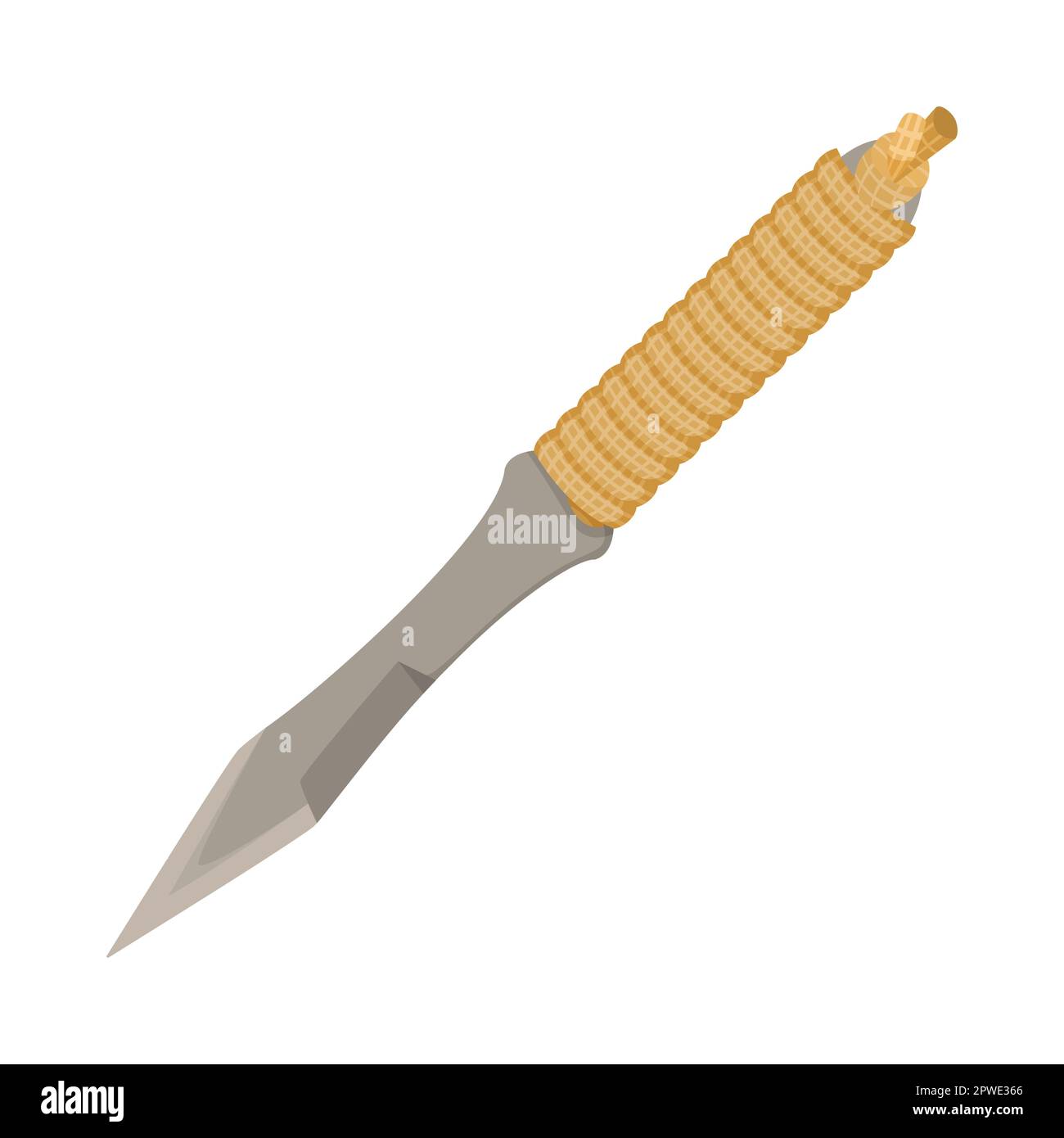 Metal combat dagger with rope handle cartoon illustration Stock Vector ...