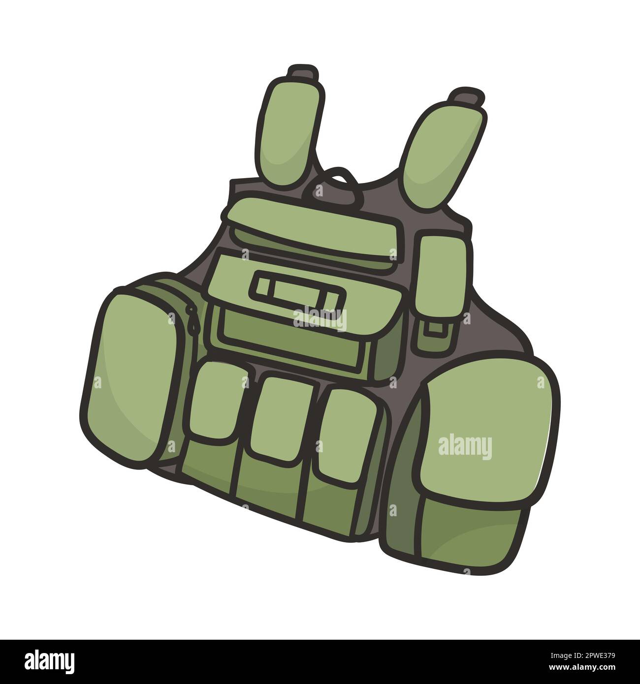 Green bulletproof vest doodle cartoon illustration Stock Vector Image ...