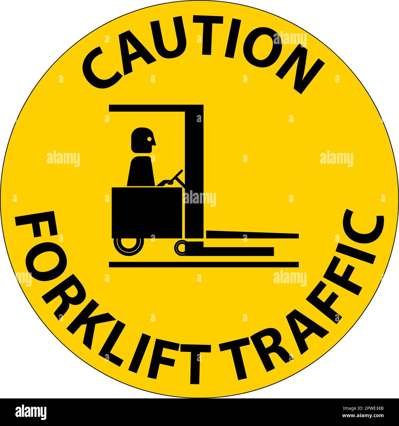 Caution Forklift traffic Floor Sign On White Background Stock Vector ...